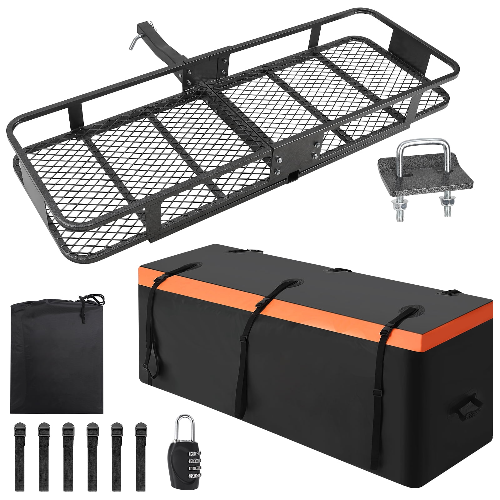 Hitch Mount Cargo Carrier Basket 60" x 20" x 5.9"+Waterproof Cargo Bag ...