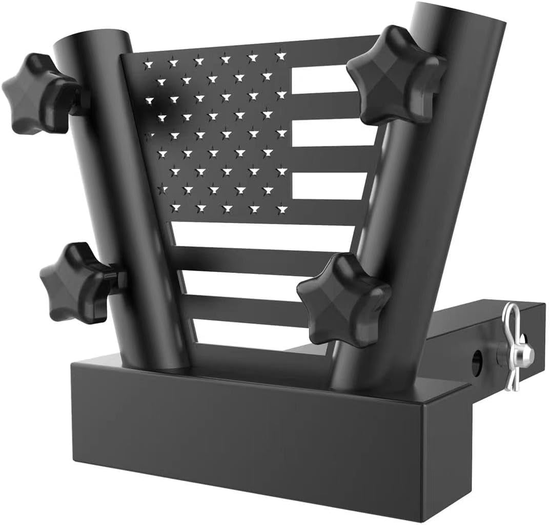 Hitch Mount Dual Flag Pole Holder Fits Standard 2" Inch Receivers ...