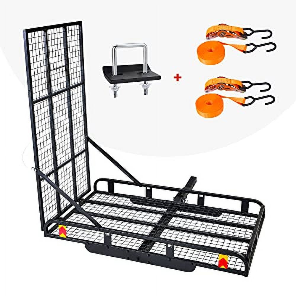 Hitch Mount Steel Cargo Carrier Basket with 49'' Folding Wheelchair ...