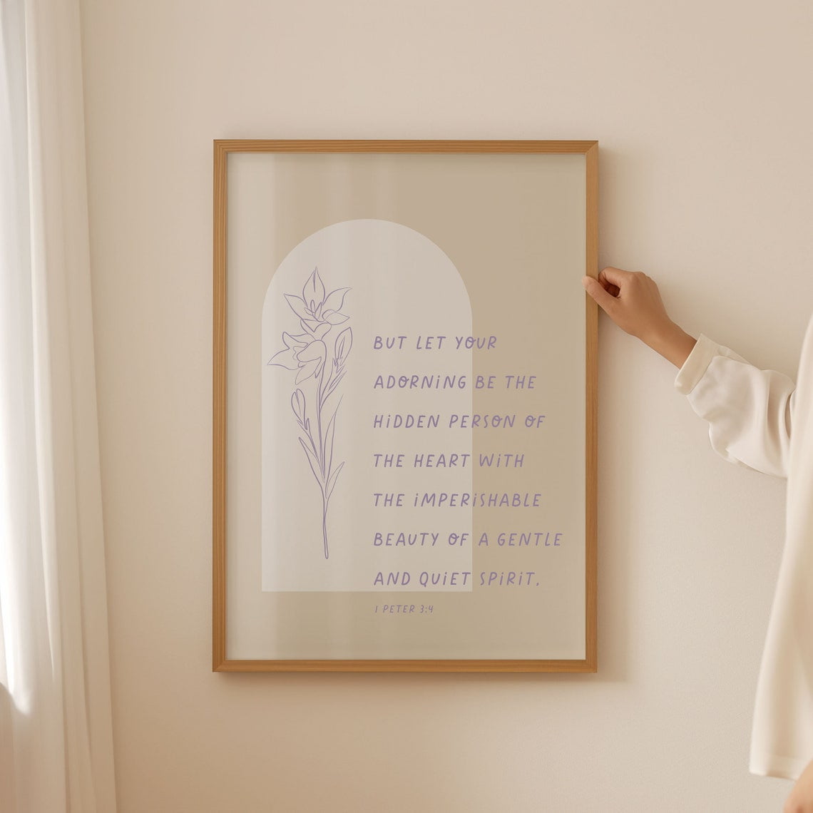 1 Peter 3 4 Imperishable Beauty Purple Floral Print For Her Bible Verse ...