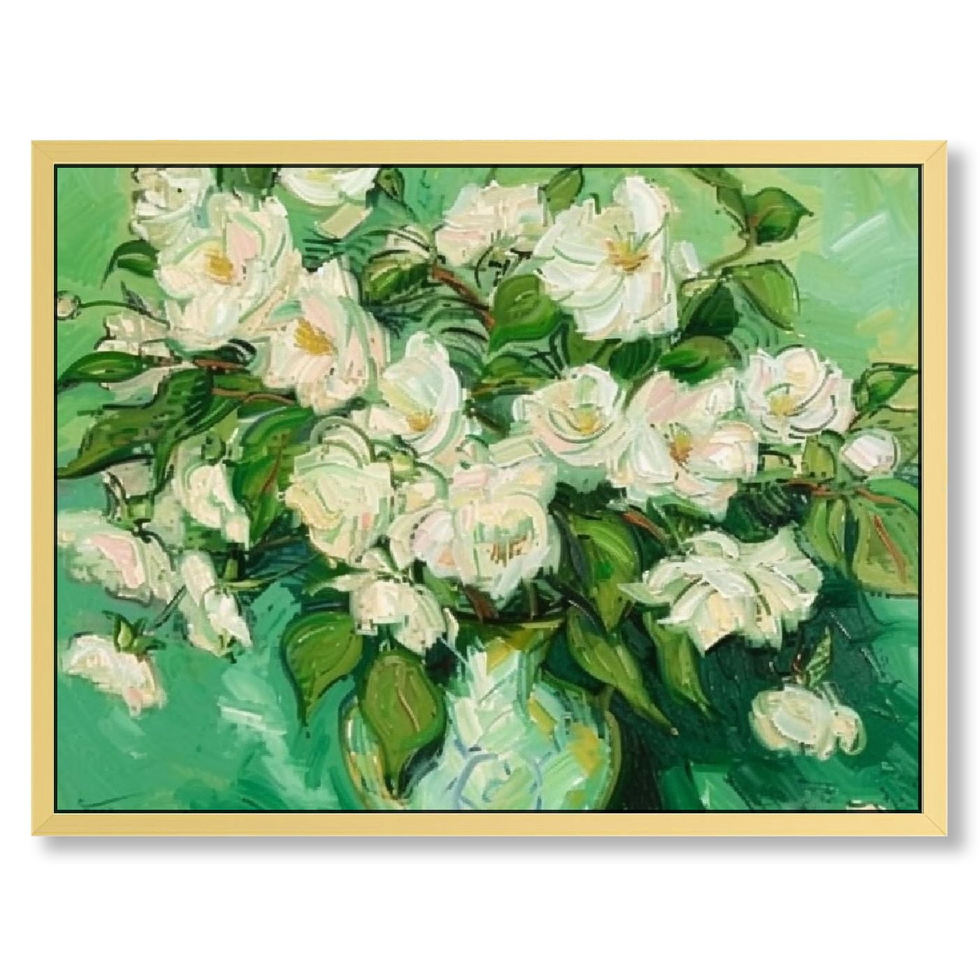 Hite Roses In Poster-Impressionist Art Poster-Flower Wall Decor-Van ...
