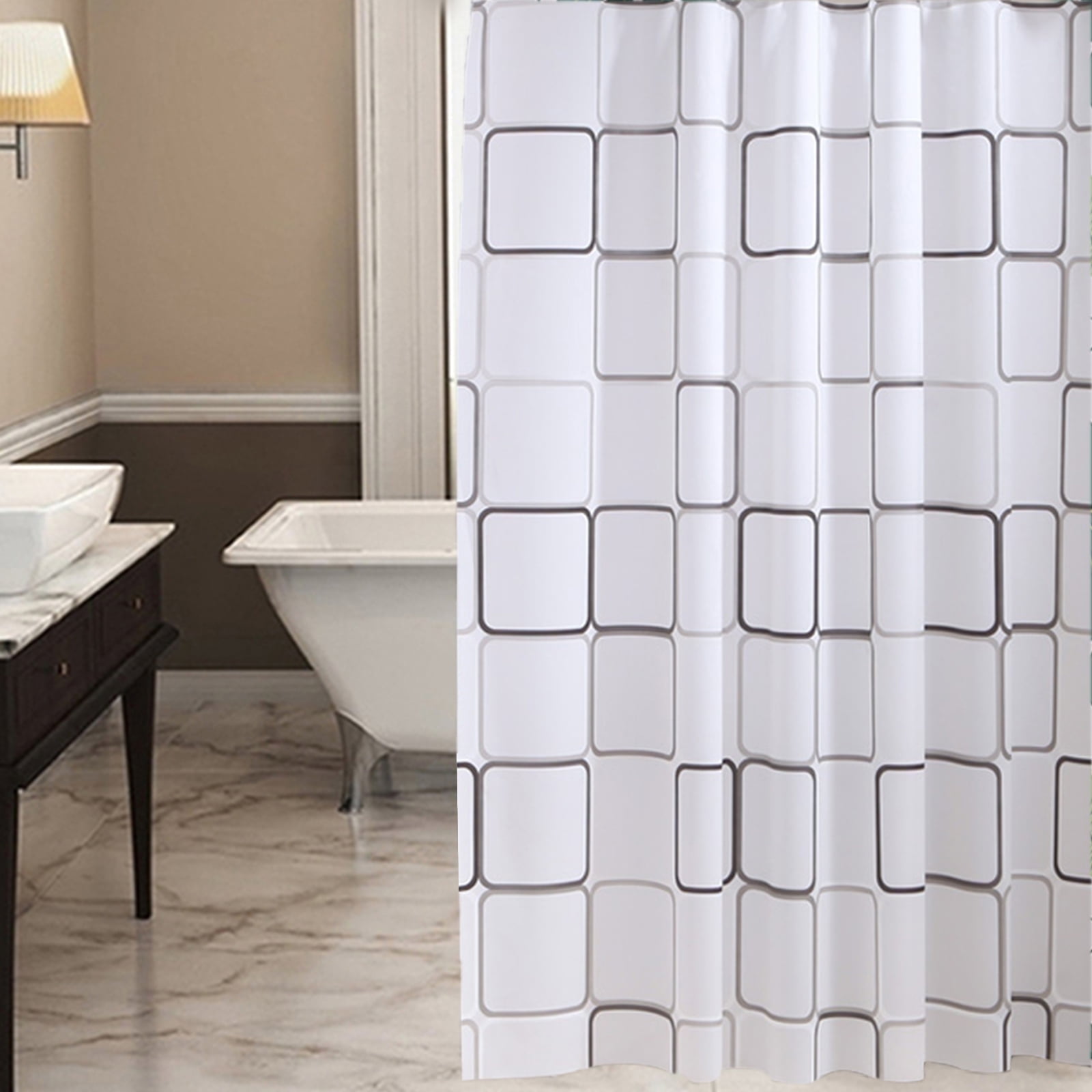 Hitime Bathroom Shower Curtain - Waterproof Plastic Shower Curtain ...