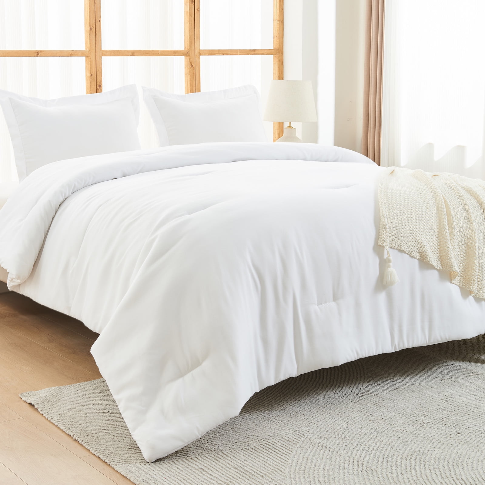 Hitime Ultra Soft Beige Twin Size Comforter Set 3 Pieces Gentle Down ...
