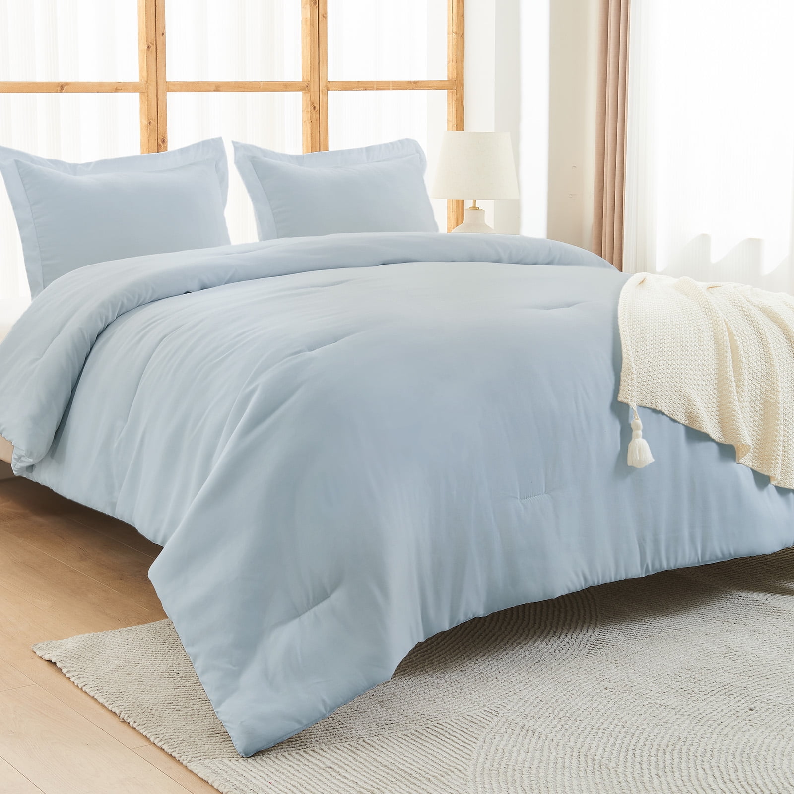 Hitime Ultra Soft Beige Twin Size Comforter Set 3 Pieces Gentle Down ...