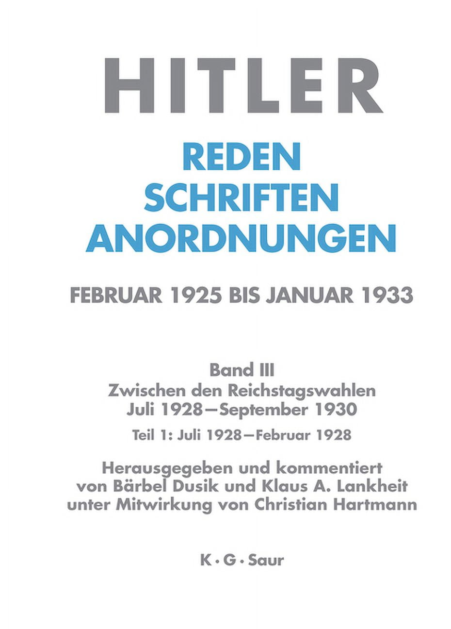 Hitler Juli 1928 - Februar 1929, Book 4, (Hardcover) - Walmart.com