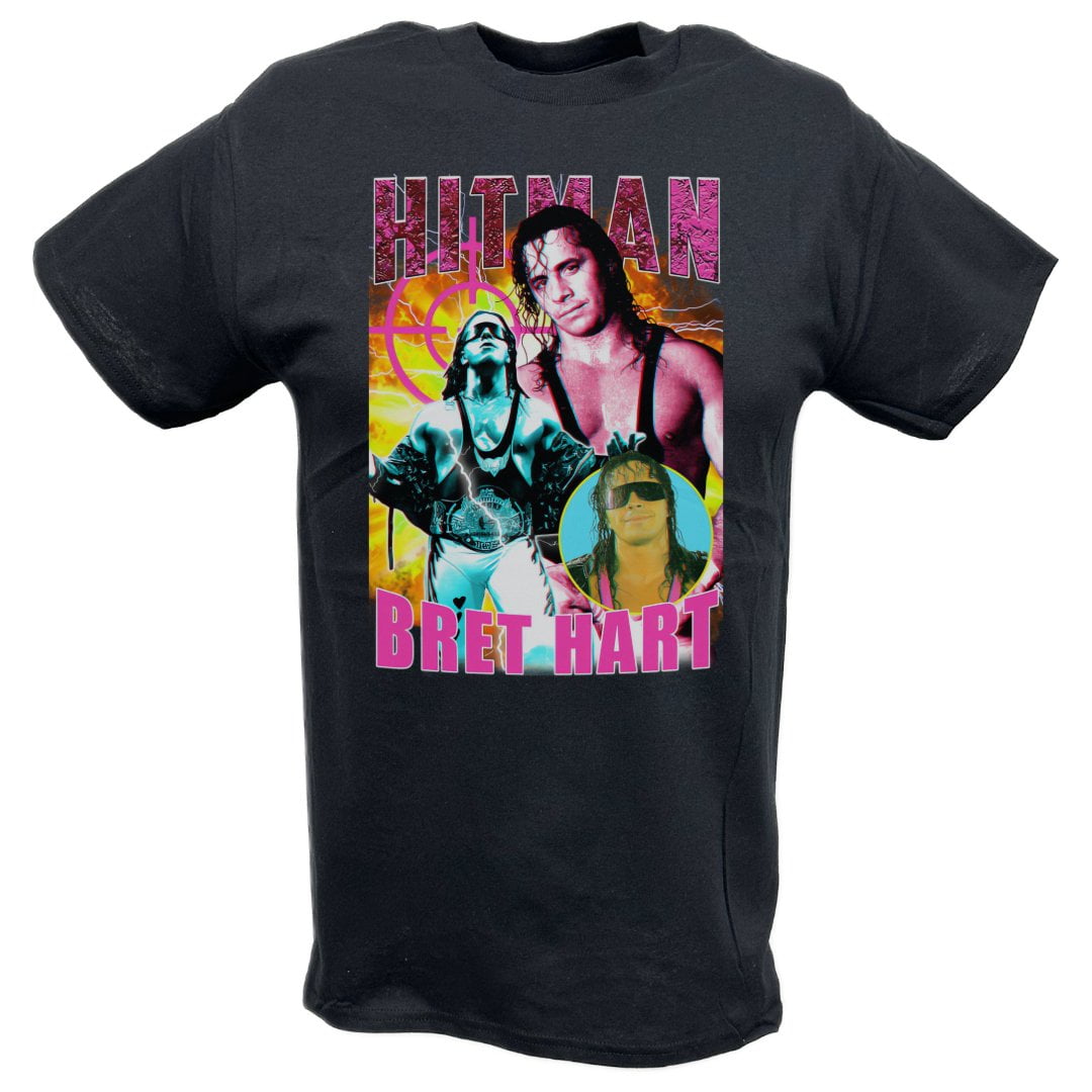 Hitman Bret Hart Three Pose Black T-shirt - Walmart.com