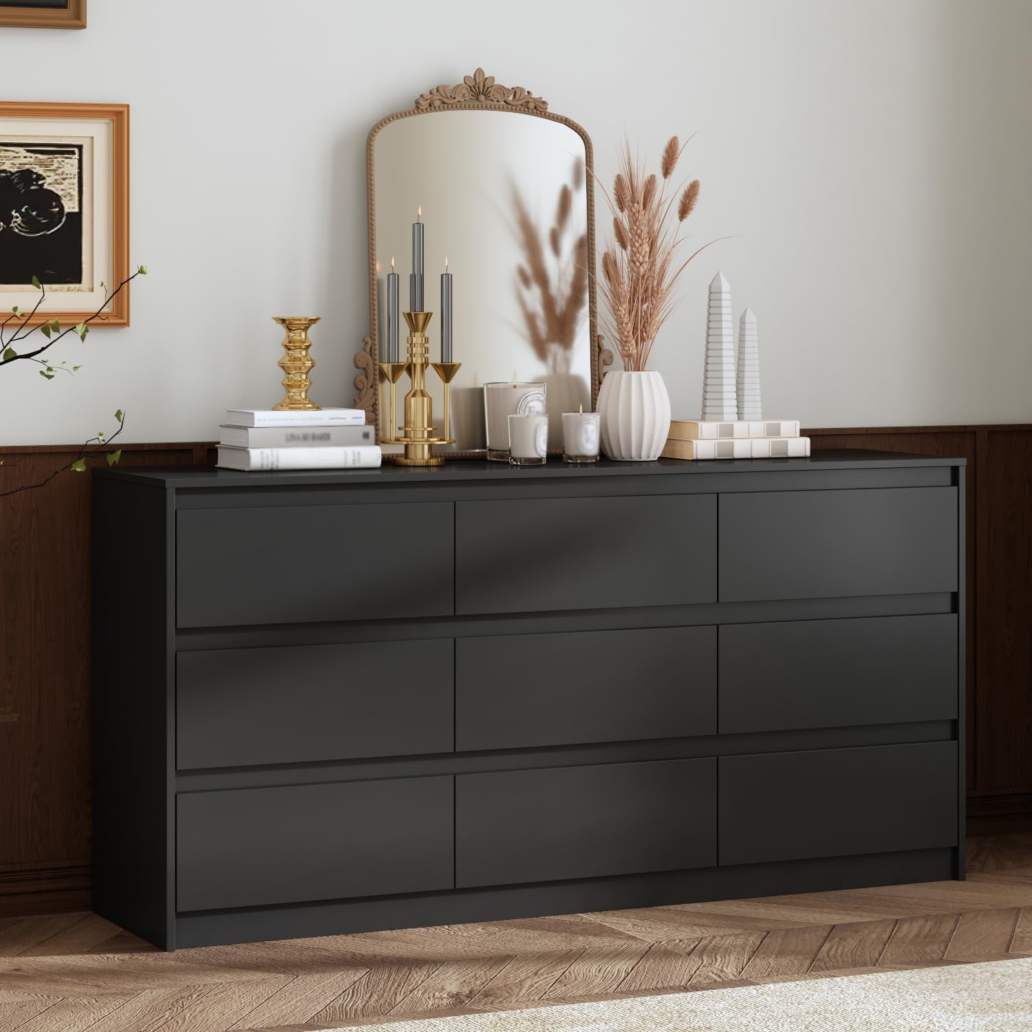 Hitow Dresser for Bedroom with 9 Deep Drawers, Large Modern Chest of ...
