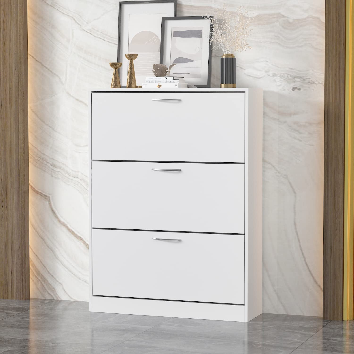 Hitow Shoe Cabinet Freestanding Tipping Bucket Shoe Storage Cabinet ...