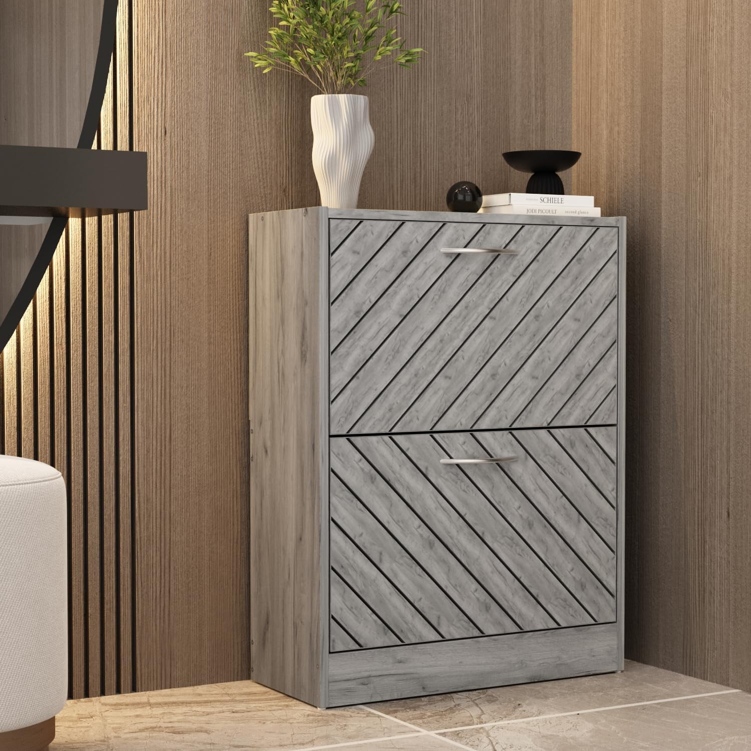 Hitow Shoe Storage Cabinet, Narrow Shoe Cabinet with 2 Drawers ...