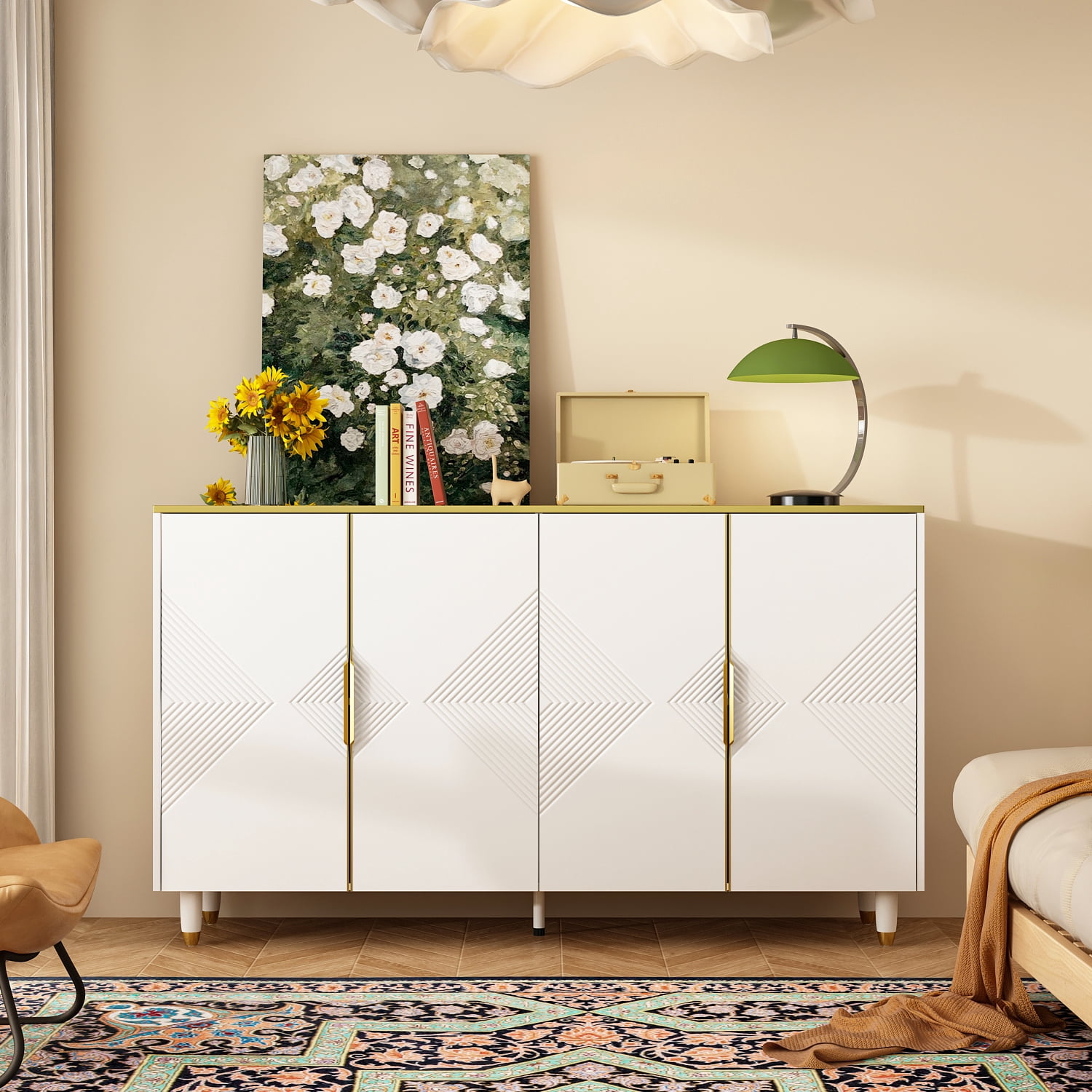OXYLIFE Sideboard Buffet with Adjustable Shelves, Kitchen Storage ...