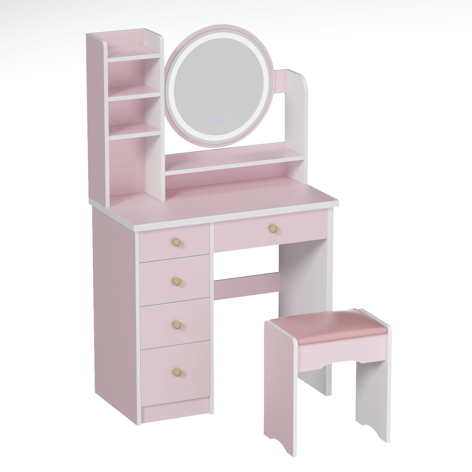 OXYLIFE Vanity Set with Lighted Mirror, Girls Makeup Vanity Table with ...