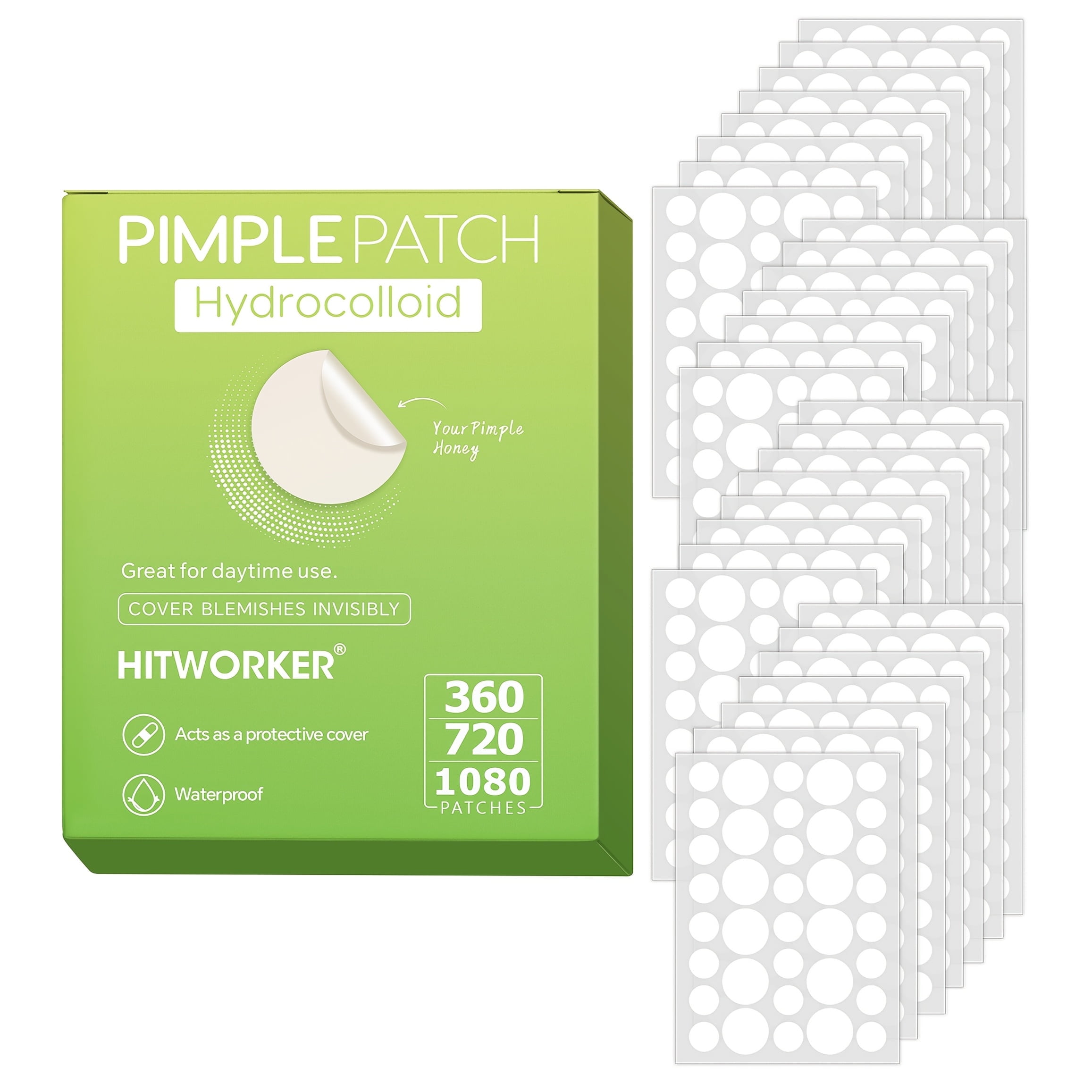 Hitworker 1080pcs Hydrocolloid Pimple Patches - Salicylic Acid Acne ...