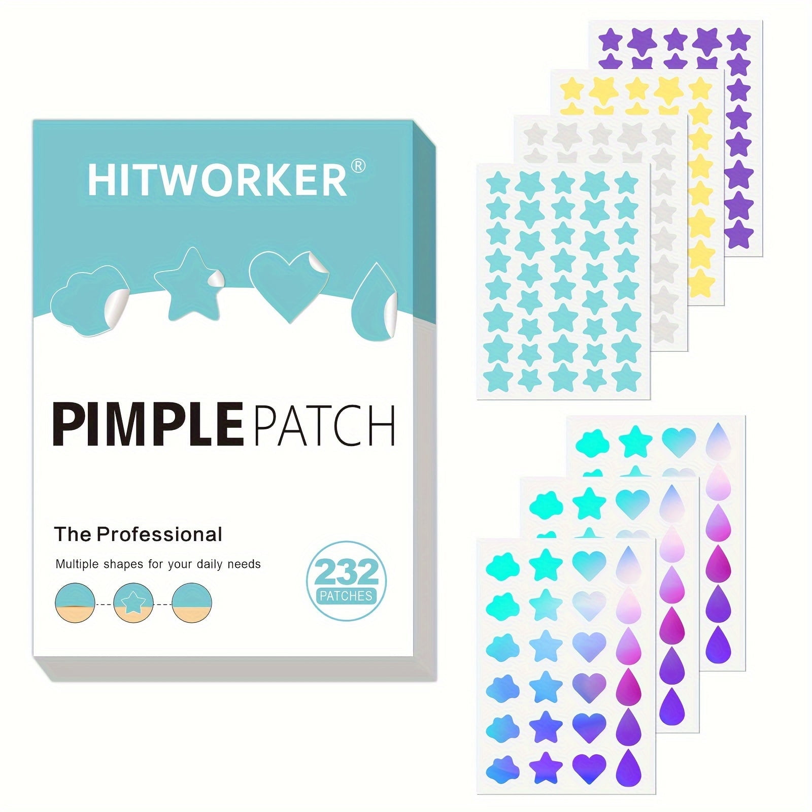 Hitworker 232pcs Hydrocolloid Pimple Patches - Salicylic Acid Acne ...