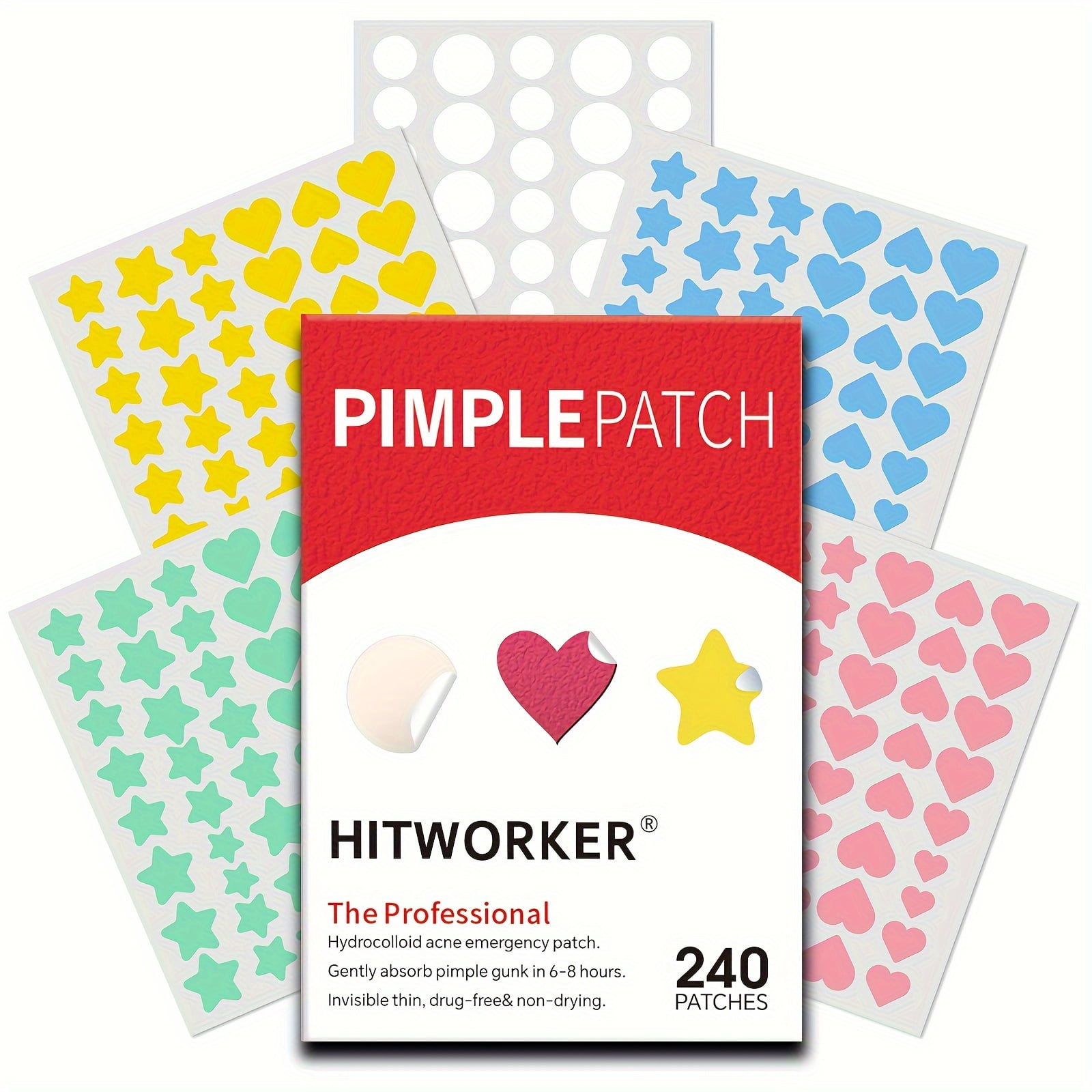 Hitworker 240pcs Hydrocolloid Pimple Patches - Salicylic Acid Acne Patches for Sensitive Skin ...