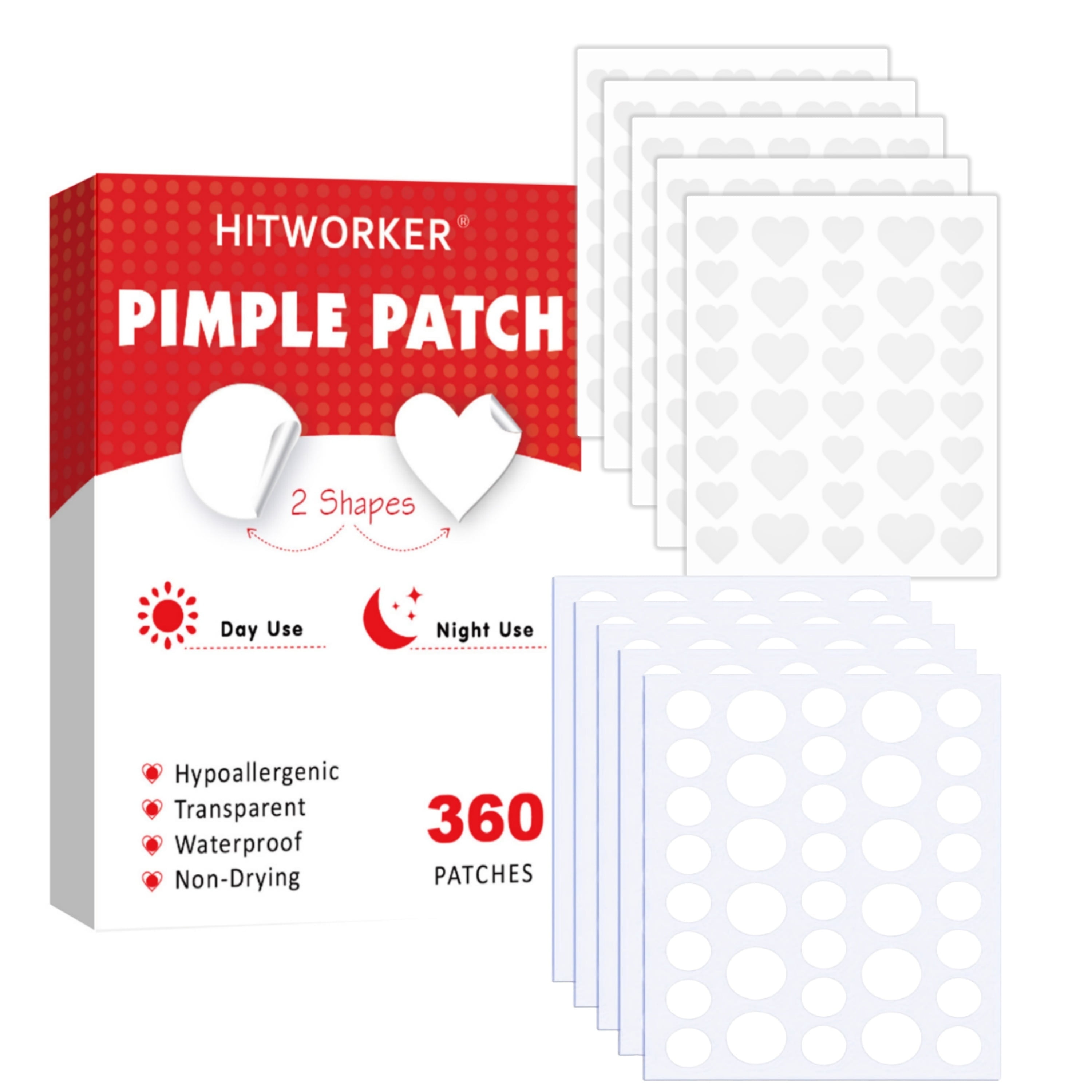 Hitworker 360pcs Hydrocolloid Acne Patches - Salicylic Acid Stickers ...