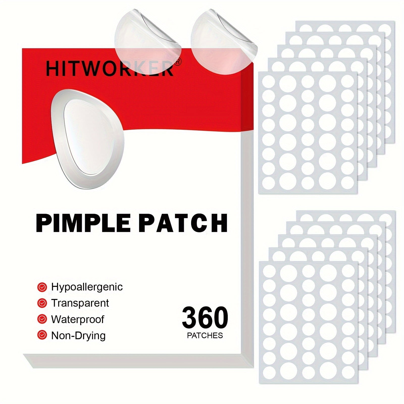 Hitworker 360pcs Hydrocolloid Pimple Patches - Salicylic Acid Acne ...