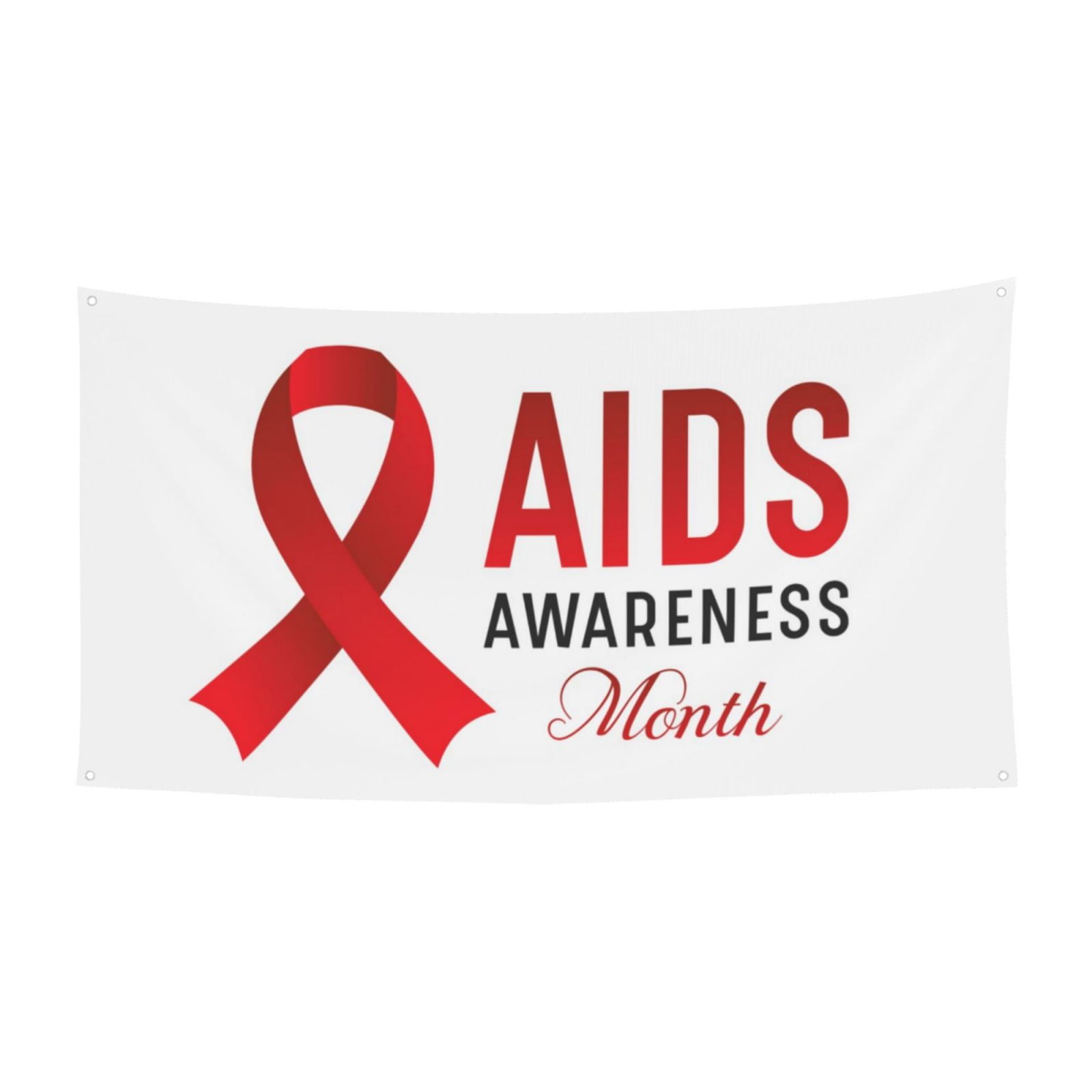 Hiv Awareness Month Red Ribbon Banner Backdrop Holiday Sign Wall ...