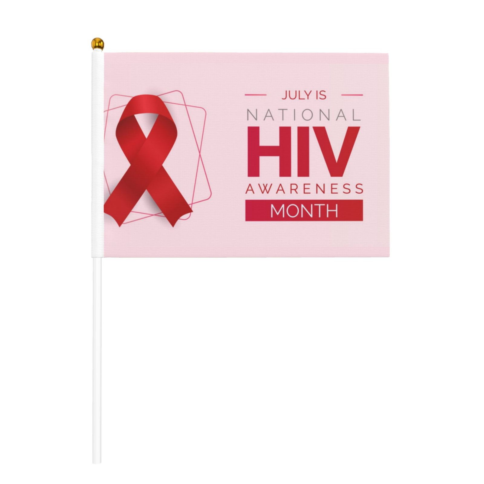 Hiv Awareness Month Red Ribbon Flag Small Mini Hand Held Flags Small ...