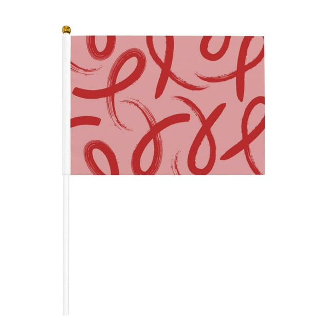 Hiv Awareness Month Red Ribbon Flag Small Mini Hand Held Flags Small ...