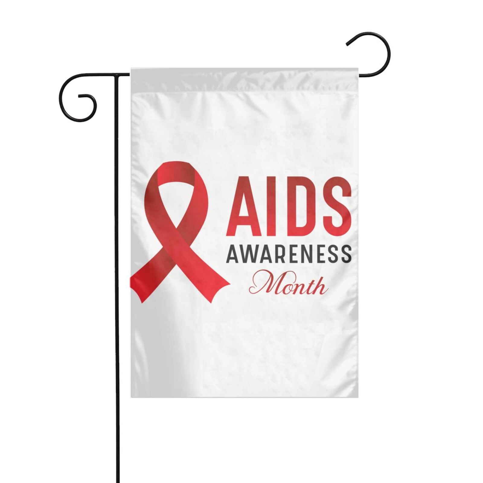 Hiv Awareness Month Red Ribbon Garden Flag Double Sided Yard Banner ...