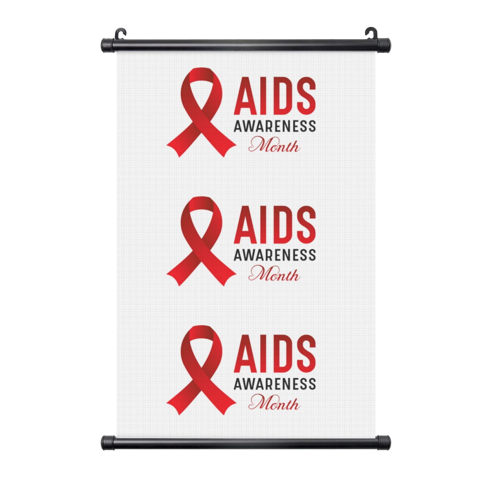 Hiv Awareness Month Red Ribbon Poster Wall Art Banner Backdrop Prints ...