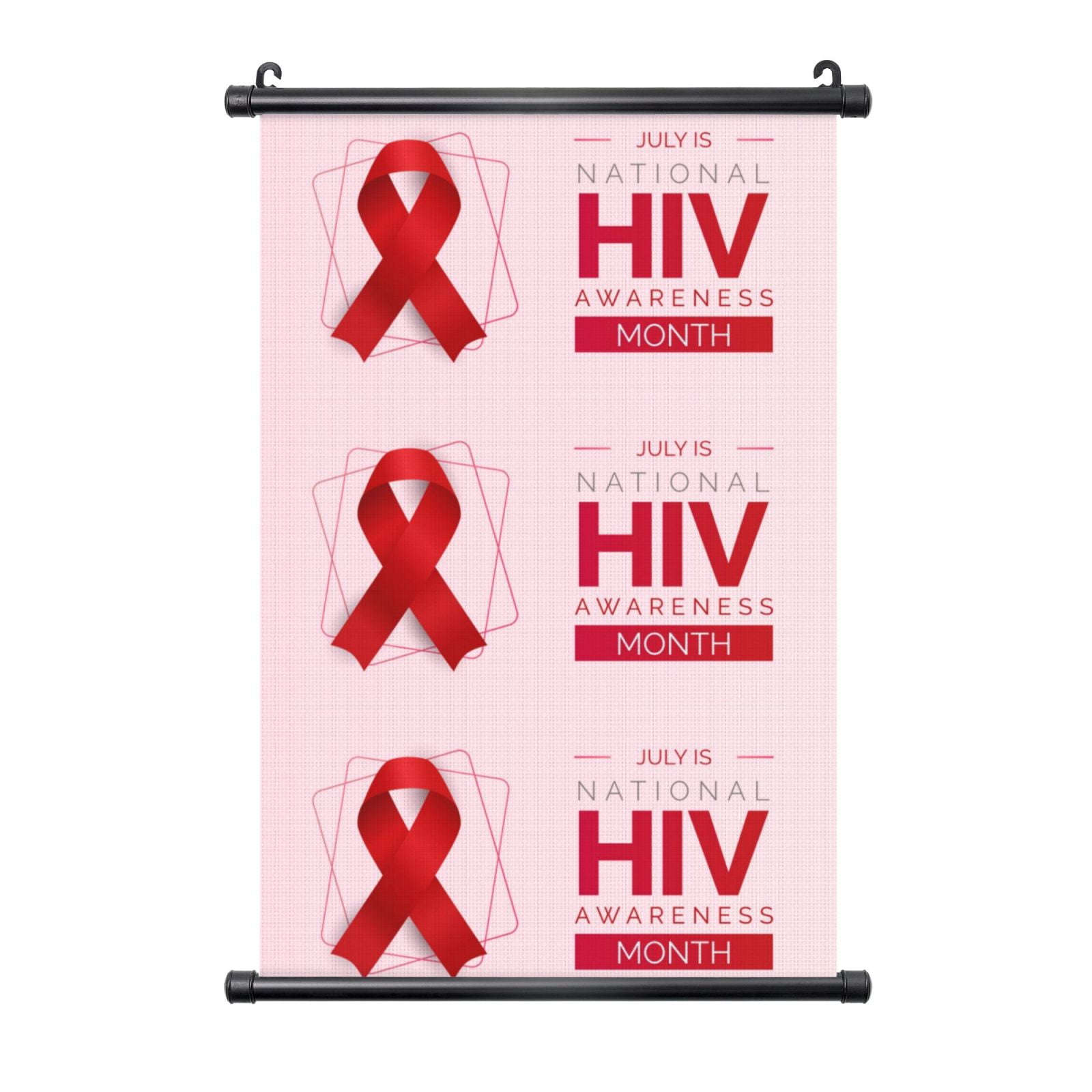 Hiv Awareness Month Red Ribbon Poster Wall Art Banner Backdrop Prints Posters Decor For Home ...