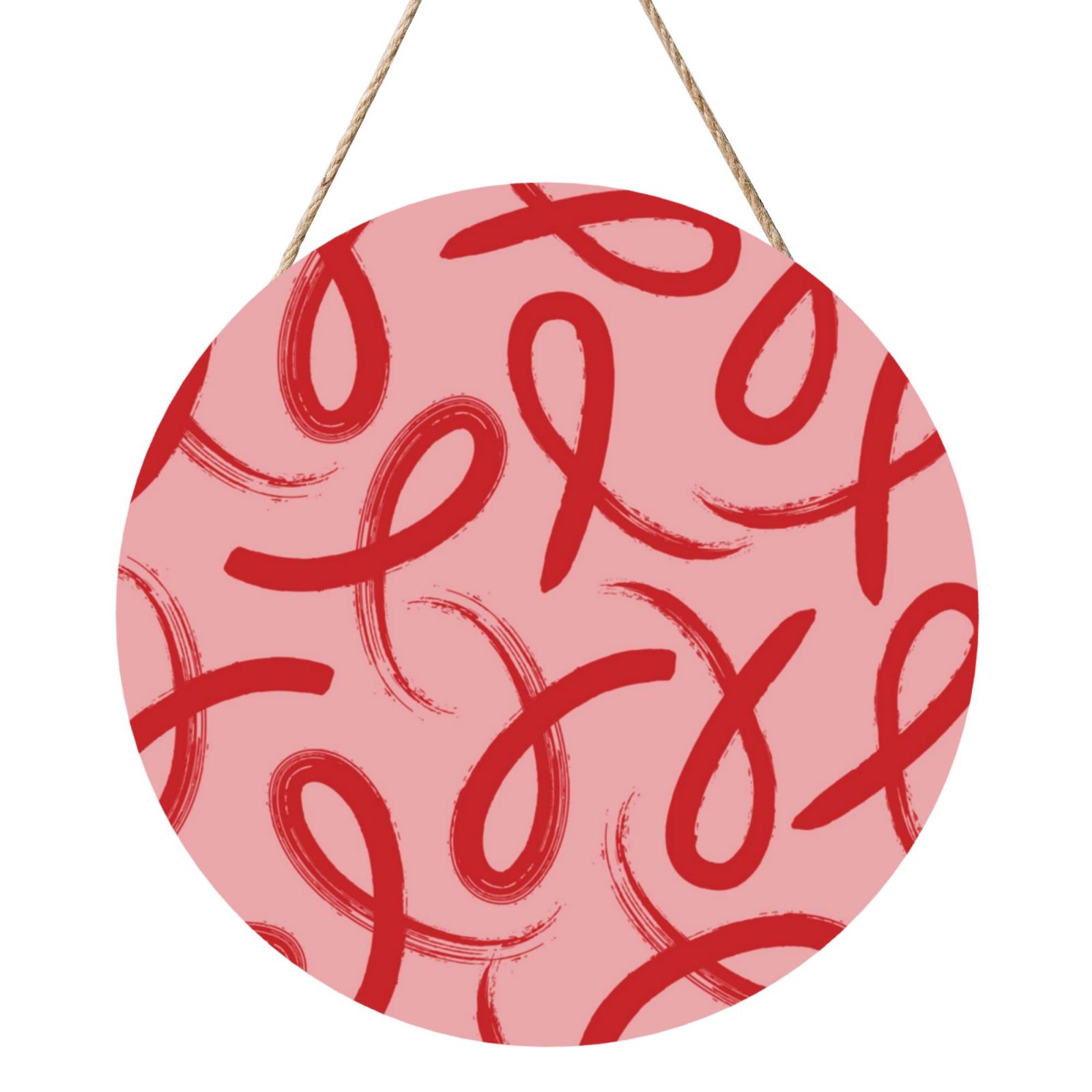 Hiv Awareness Month Red Ribbon Wooden Hanging Sign Ornament Welcome ...