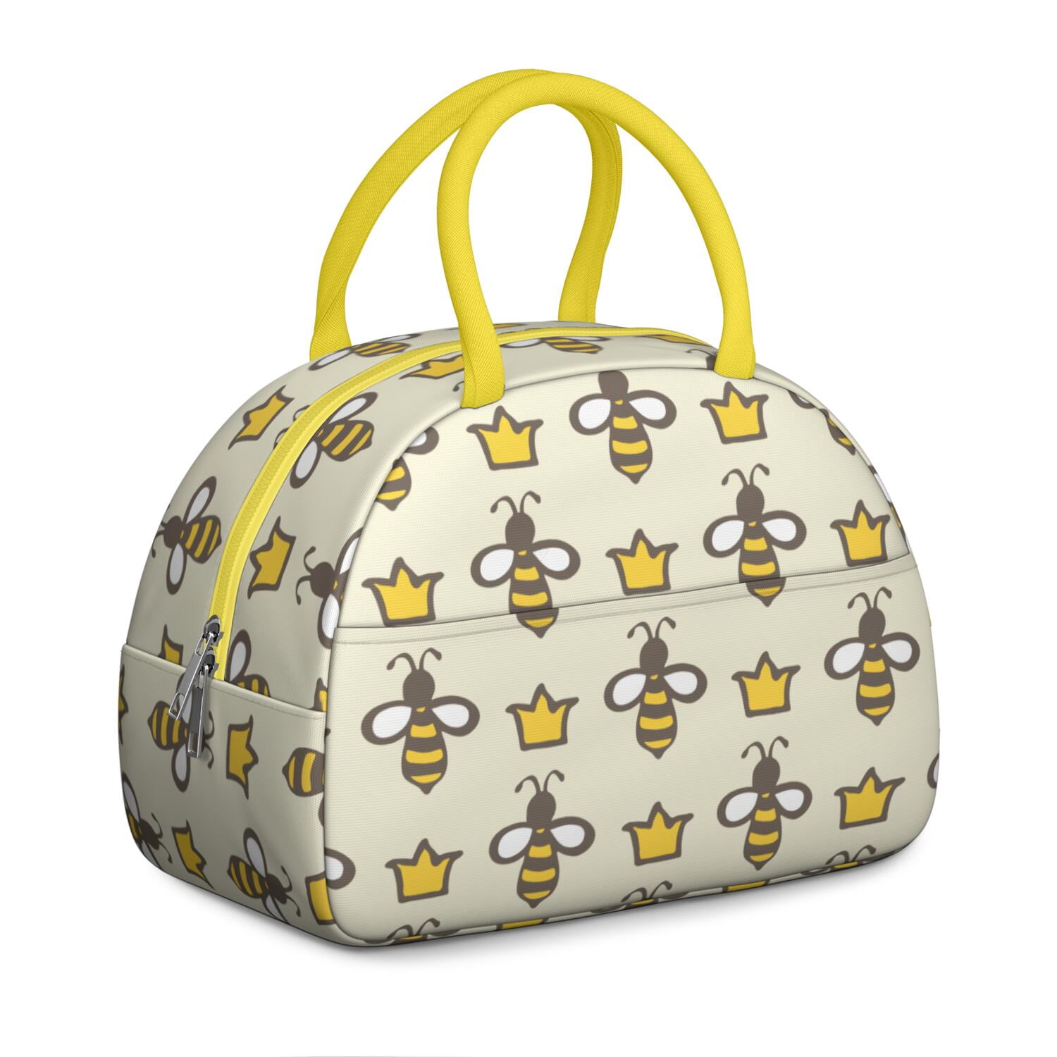 Hive Life Lunch Bag – Cute Bee Print with Yellow Honeycomb and Queen ...
