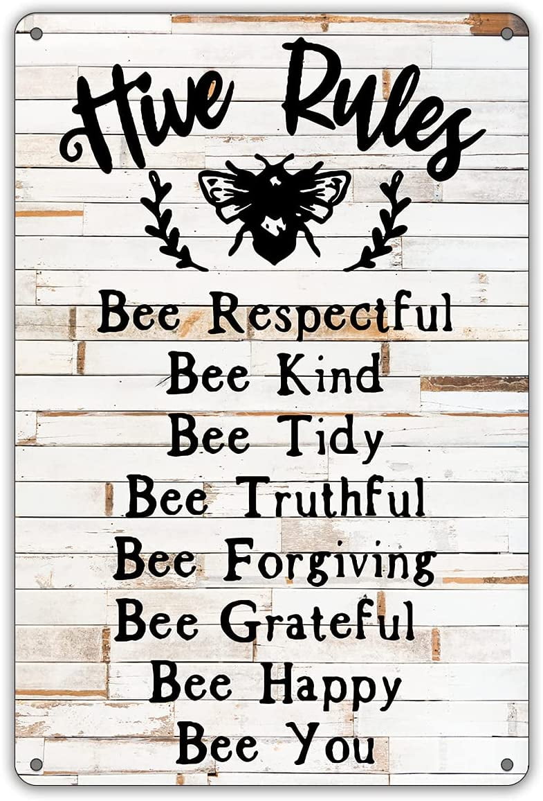 Hive Rules Metal Tin Sign Wall Decor Rustic Farmhouse Sign for Home ...