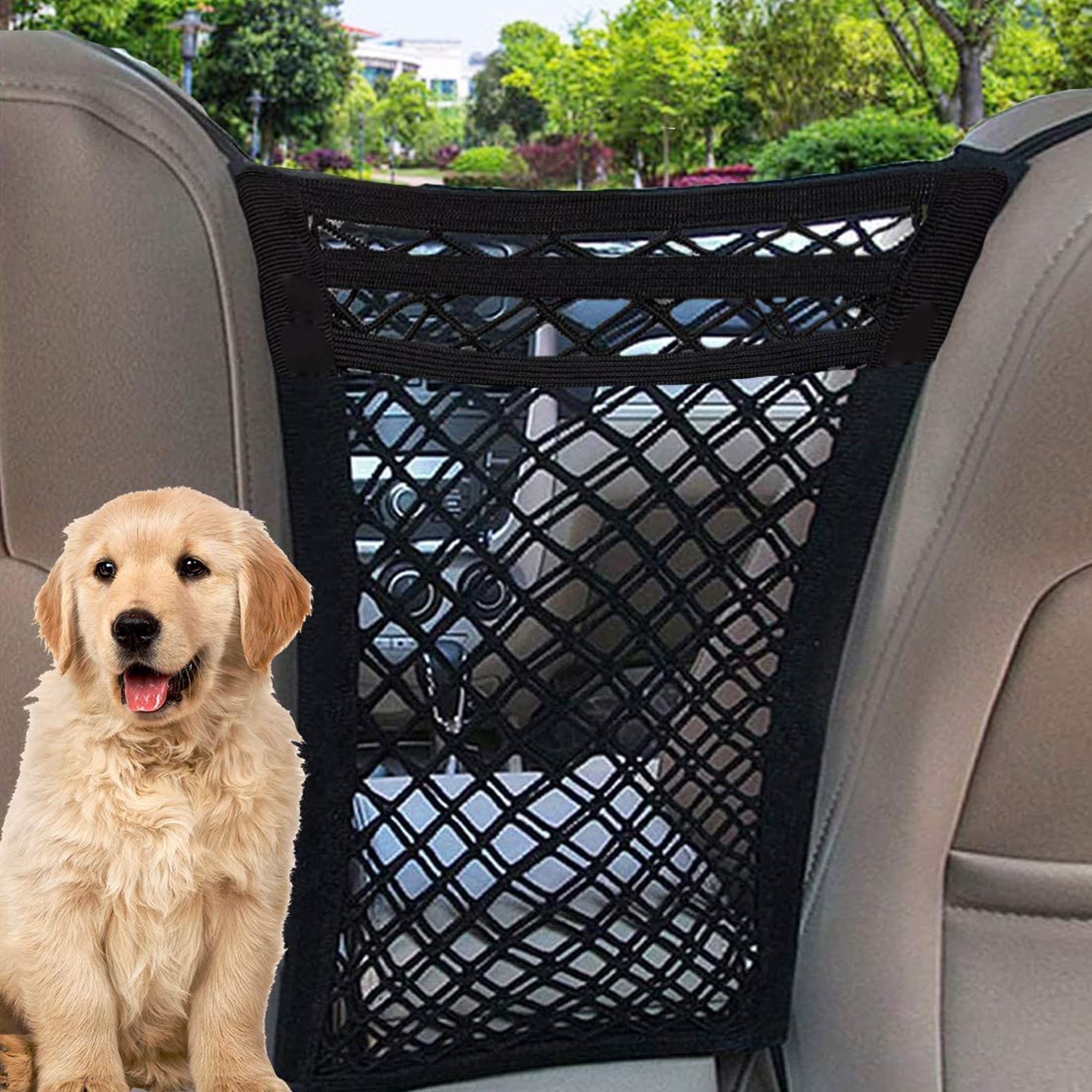 Hivernou Dog Car Barrier 3-Layer Car Mesh Organizer With Four Safety ...