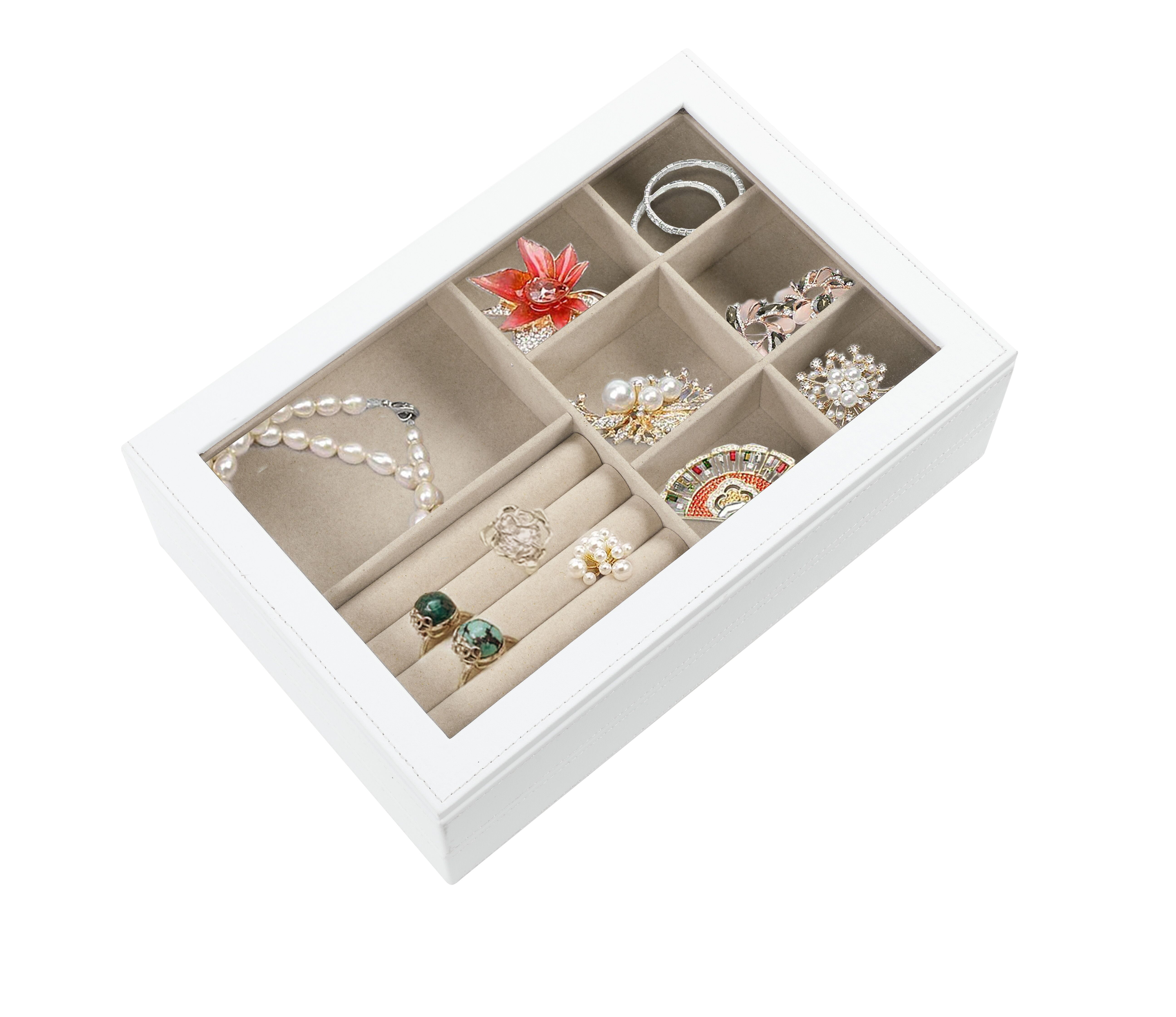Hives and Honey Esther Women's White Vinyl Jewelry Tray for Organizing ...