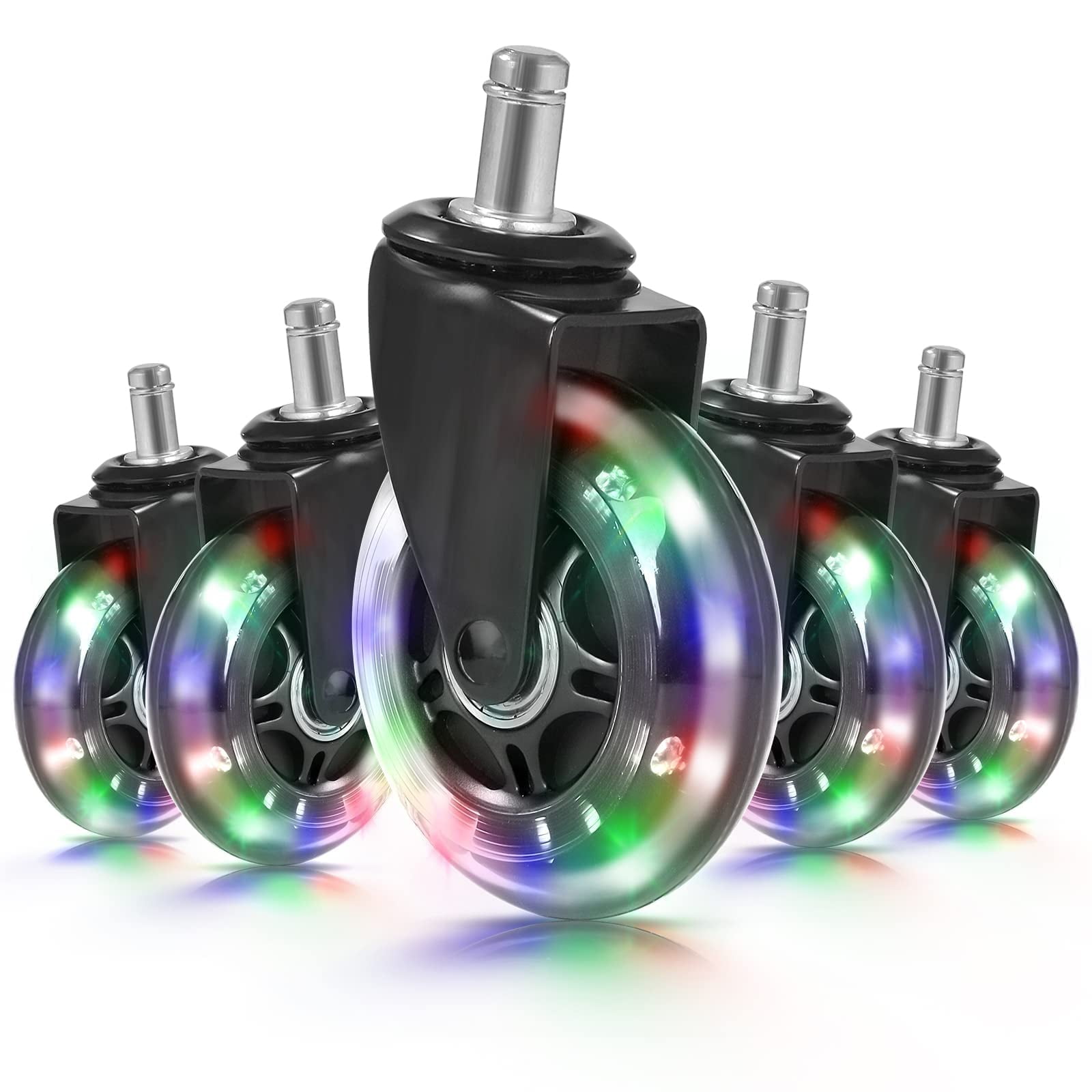 Hivexagon Office Chair Caster with RGB Color Changing Set of 5 Rubber ...