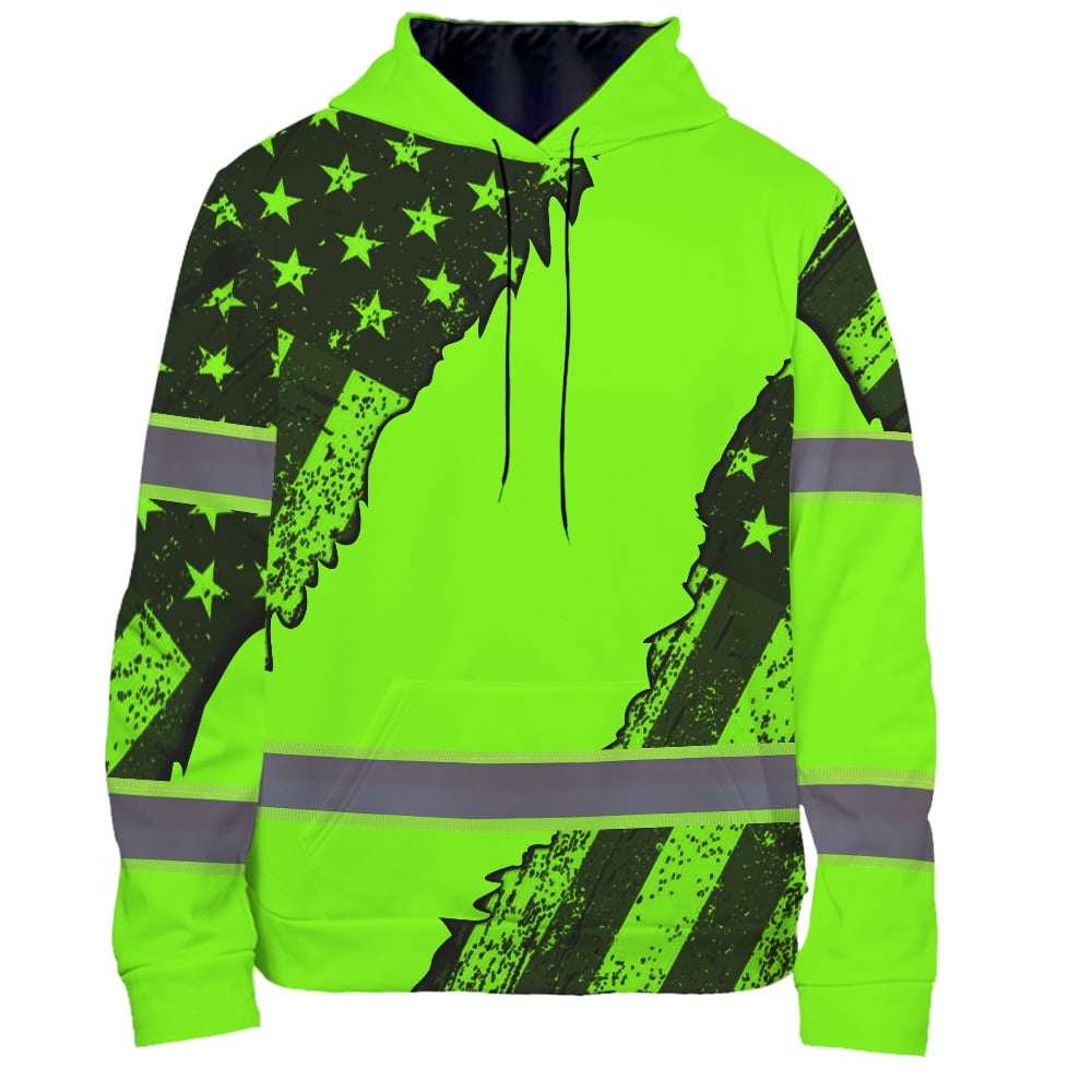 Hivis Custom High Visibility Hoodie US Flag Collection Safety Workwear ...