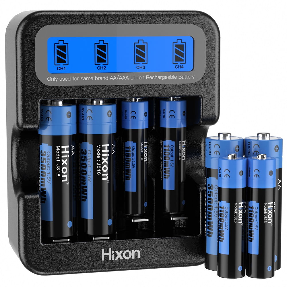 Hixon Lithium Rechargeable AA and AAA Batteries, 4-Pack 3500mWh AA ...