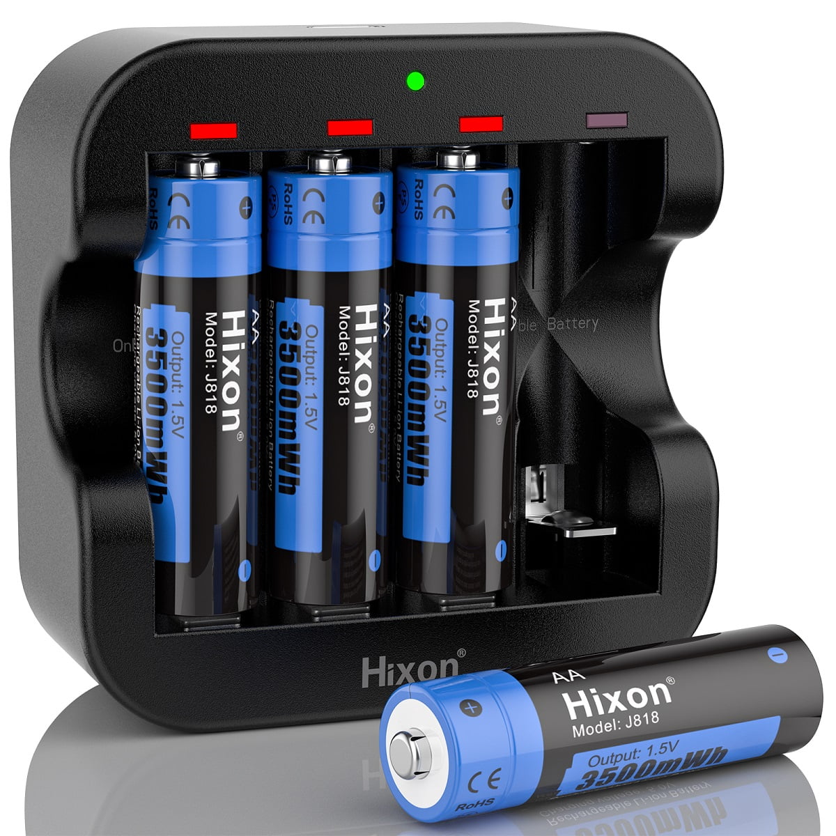 Hixon Rechargeable AA Batteries, 3500mWh High Capacity, Lithium 1.5V ...