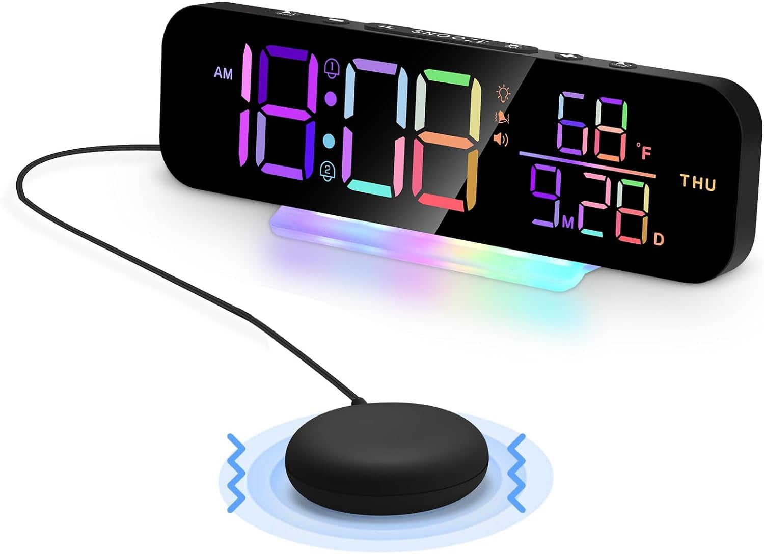Hiyorsoa Loud Alarm Clock for Heavy Sleepers, Digital Alarm Clock with ...