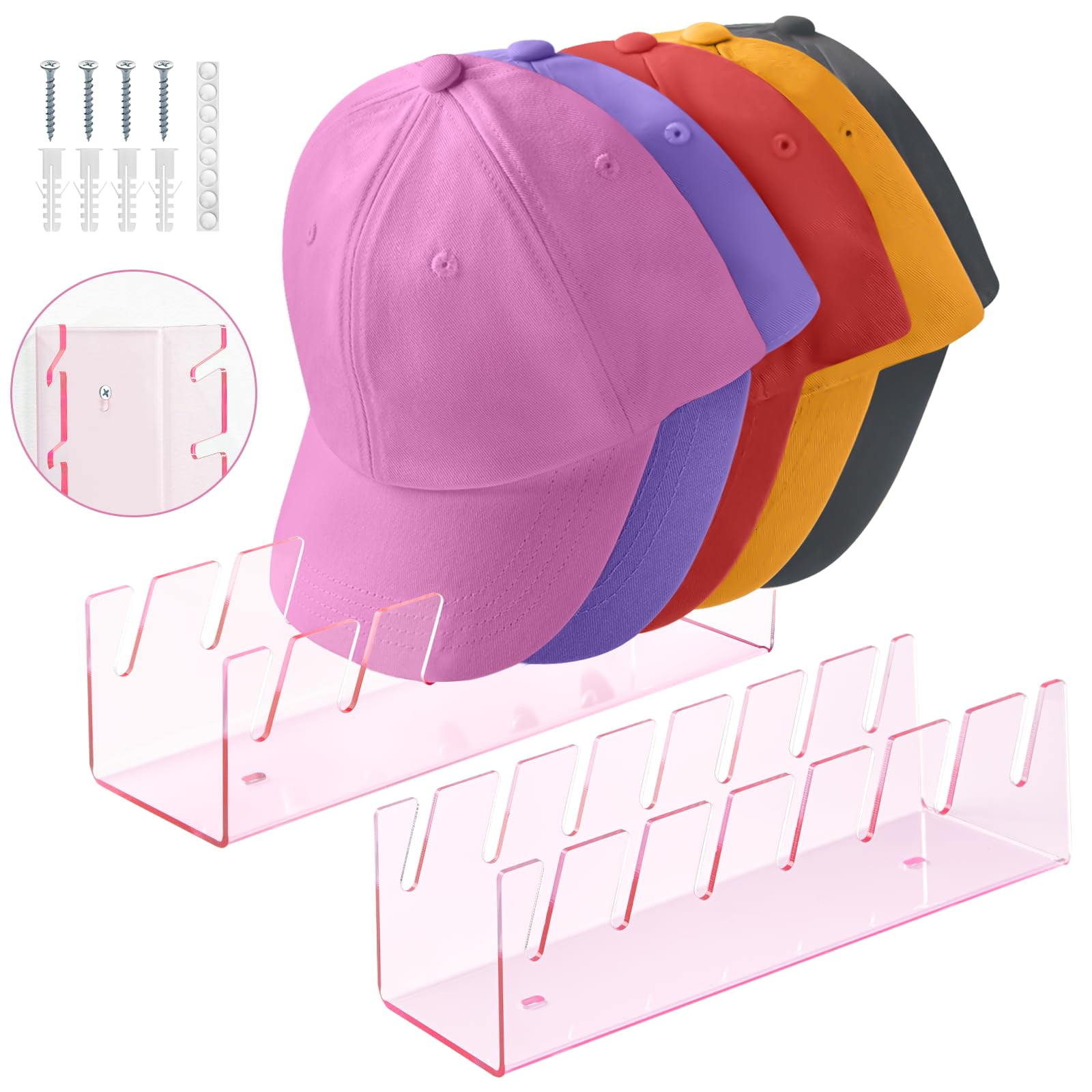 Hizgo Acrylic Hat Rack For Baseball Cap Organizer, Storage and Display ...