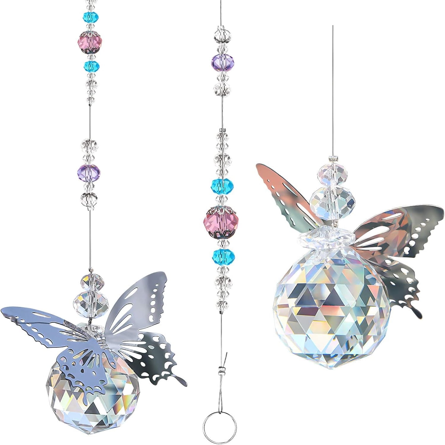 Hiziwimi 2PCS 30mm Crystal Suncatcher Prism with Butterfly Design ...