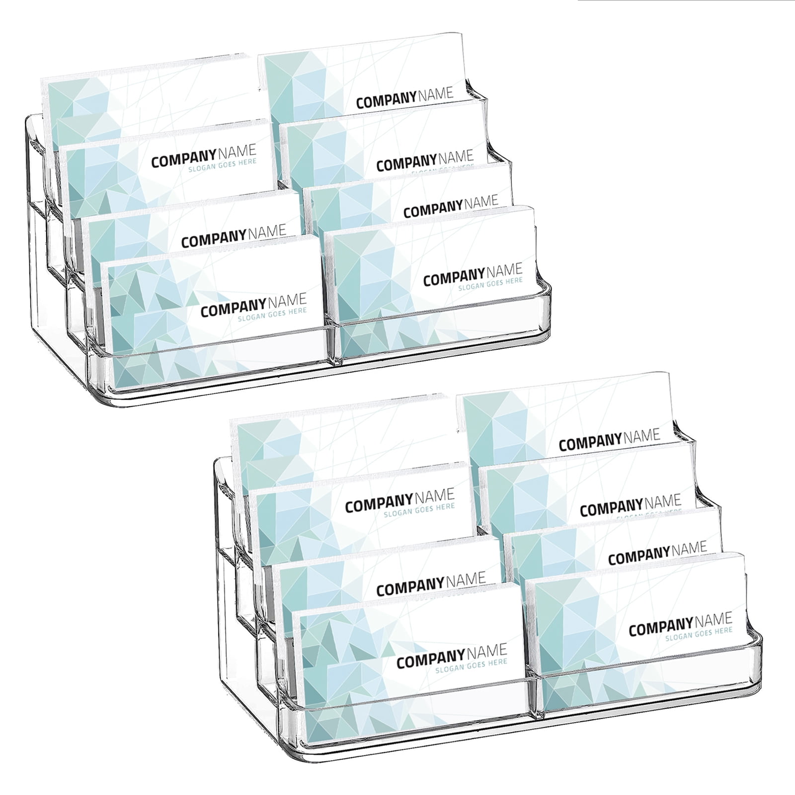 Hiziwimi 2PCS Acrylic Card Holder, 8 Pocket Desk Organizer, Clear ...