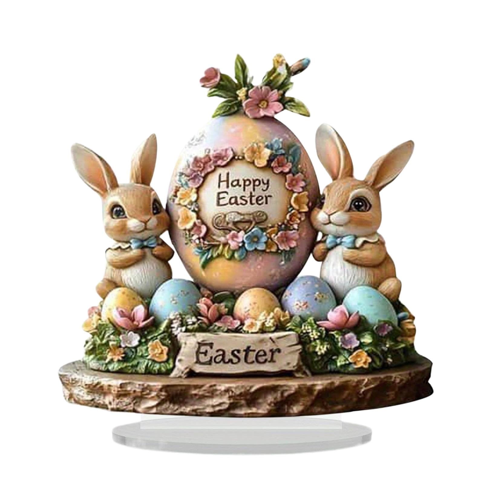 Hjktuzi Easter Bunny Ornament 2D Acrylic Easter Bunny Desktop ...