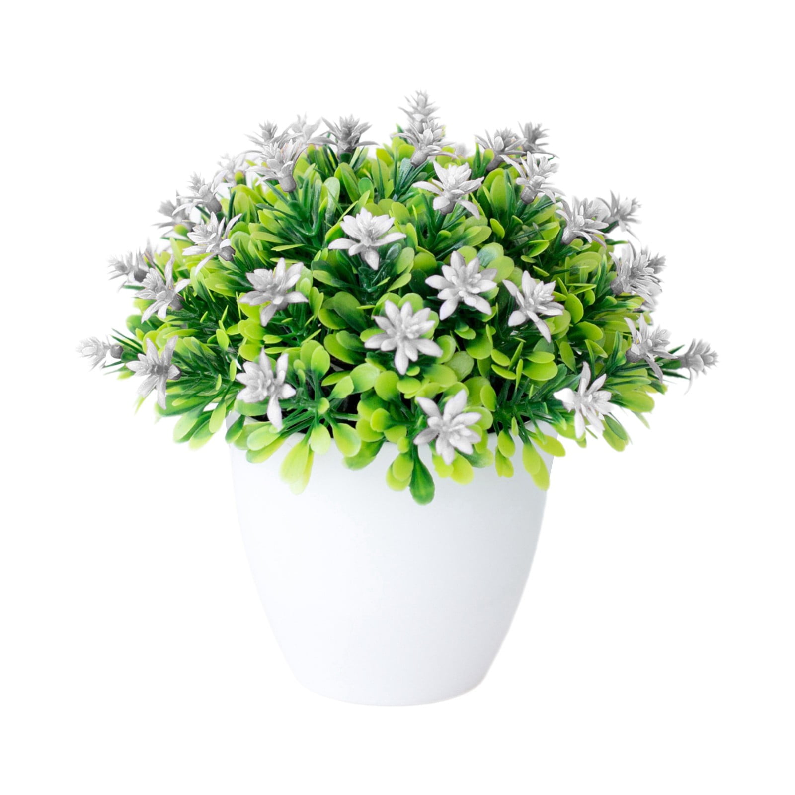 Hjktuzi Potted Artificial Plants Greenery in Pots Flowers Faux Herbs ...