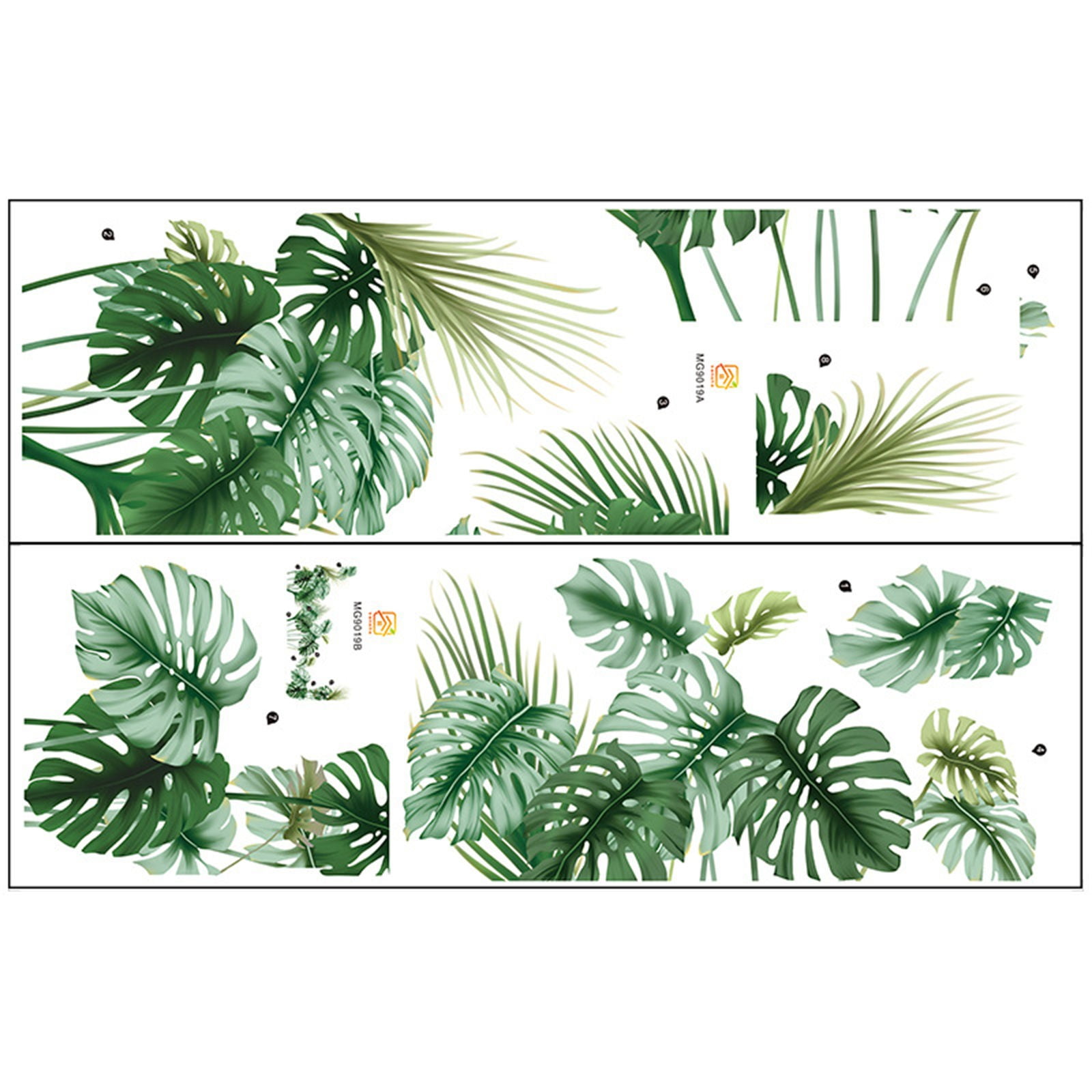 Hjktuzi Tropical Wall Decals Leaf Wall Stickers for Living Room Green ...
