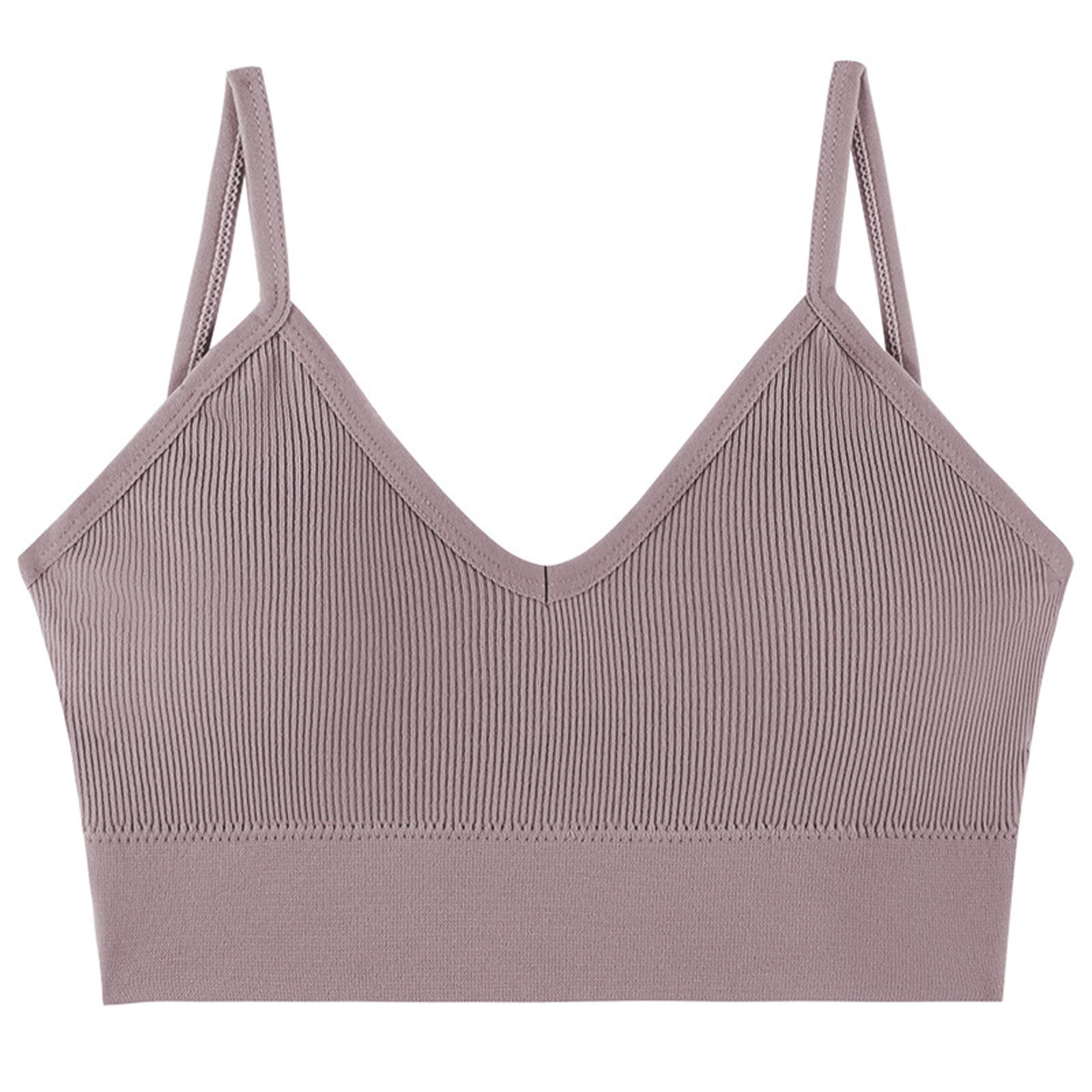 Hjlmsx Bras for Women Ribbed Full Coverage Bra Wireless Everyday Bra ...