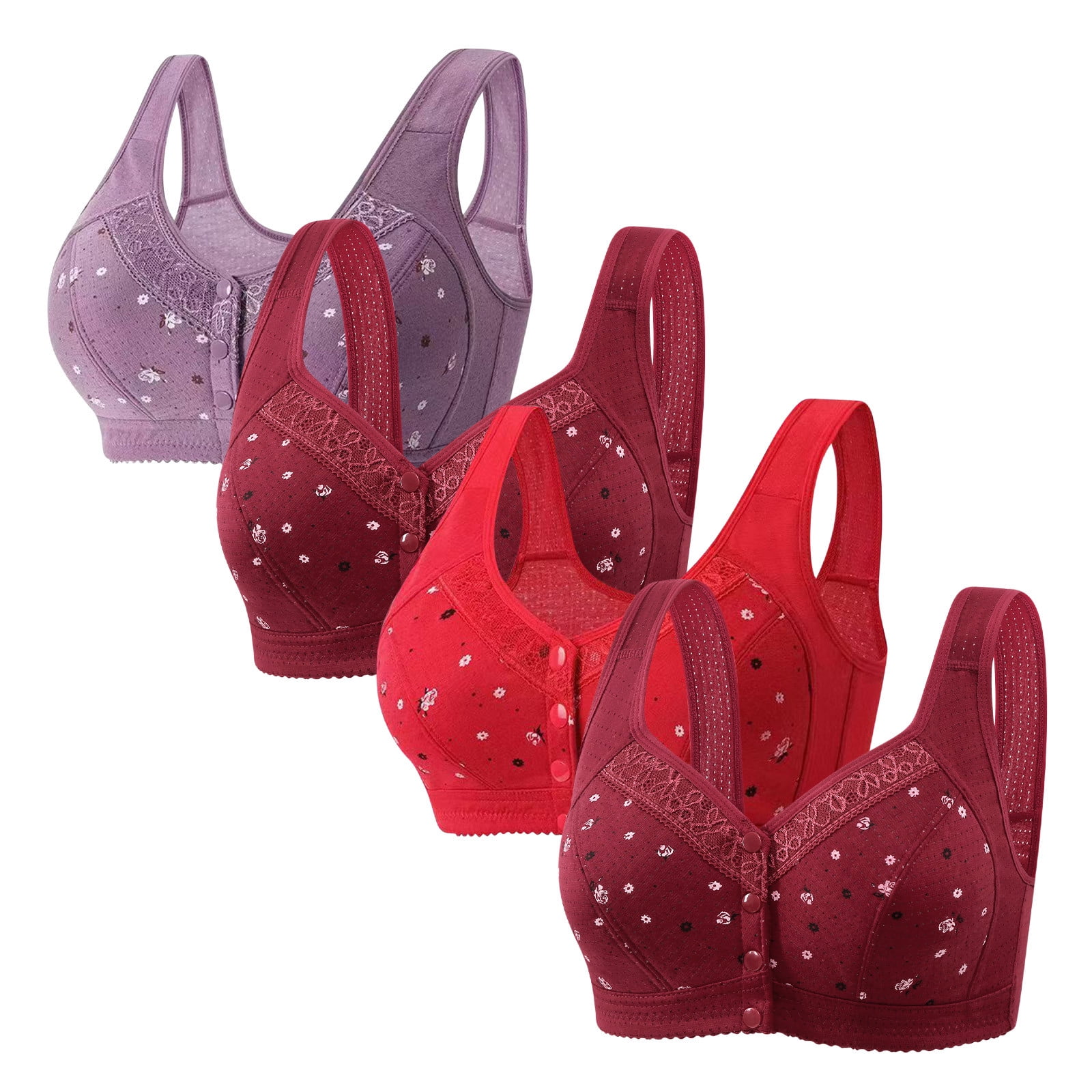 Hjlmsx Daisy Bras for Older Women Front Closure Bra Cotton Bra Full ...