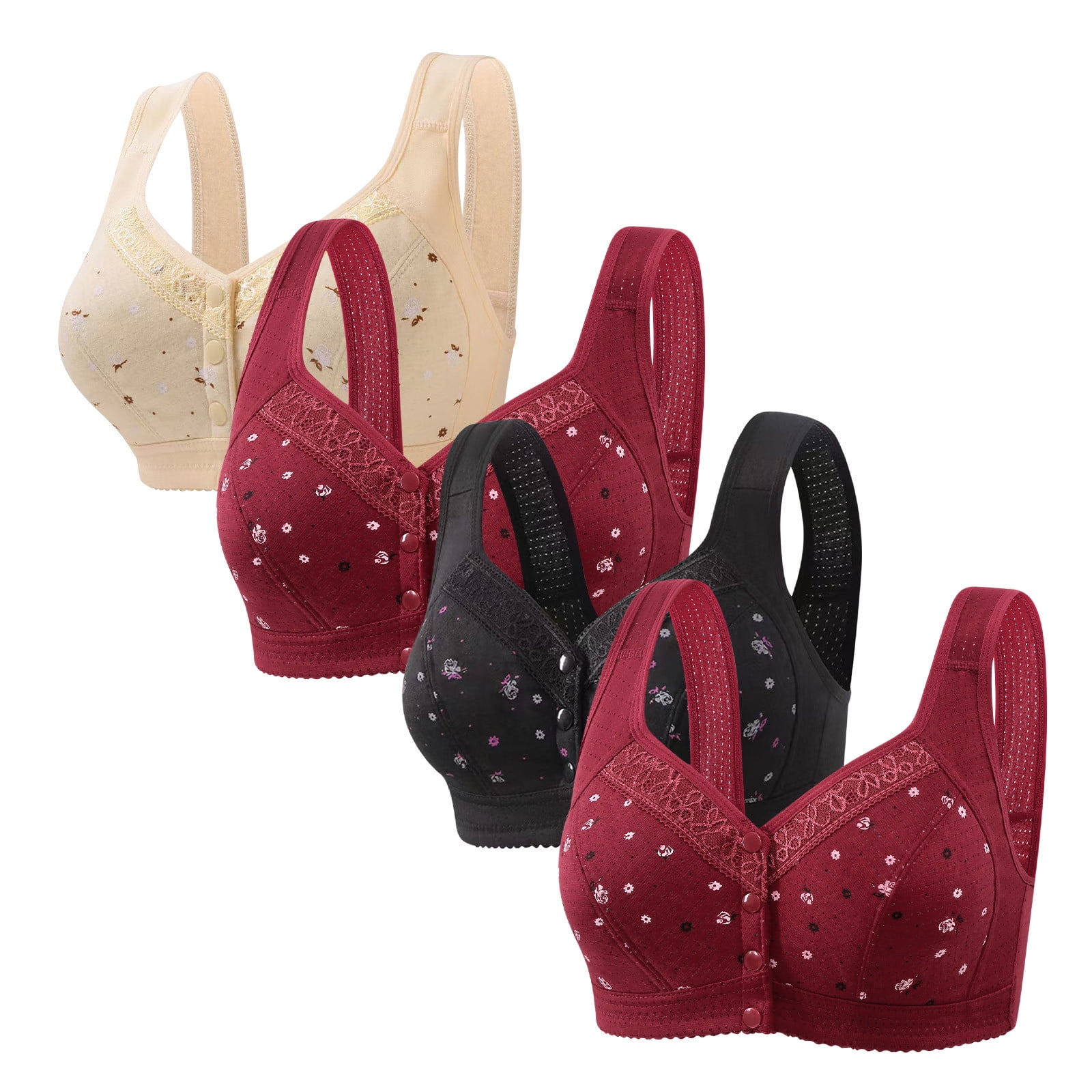 Hjlmsx Front Closure Daisy Bras for Older Women Plus Size Push Up ...