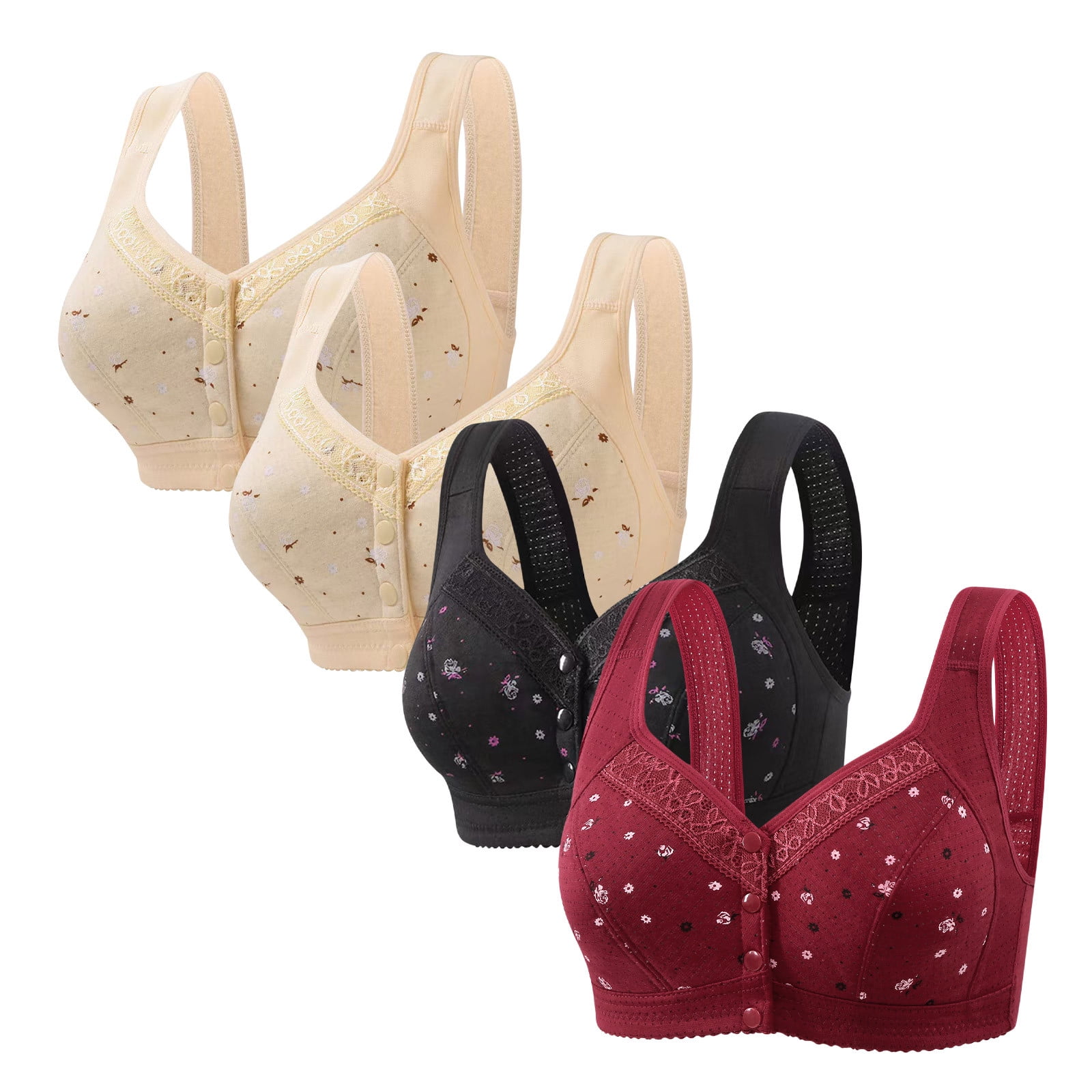 Hjlmsx Front Closure Daisy Bras for Older Women Plus Size Push Up ...