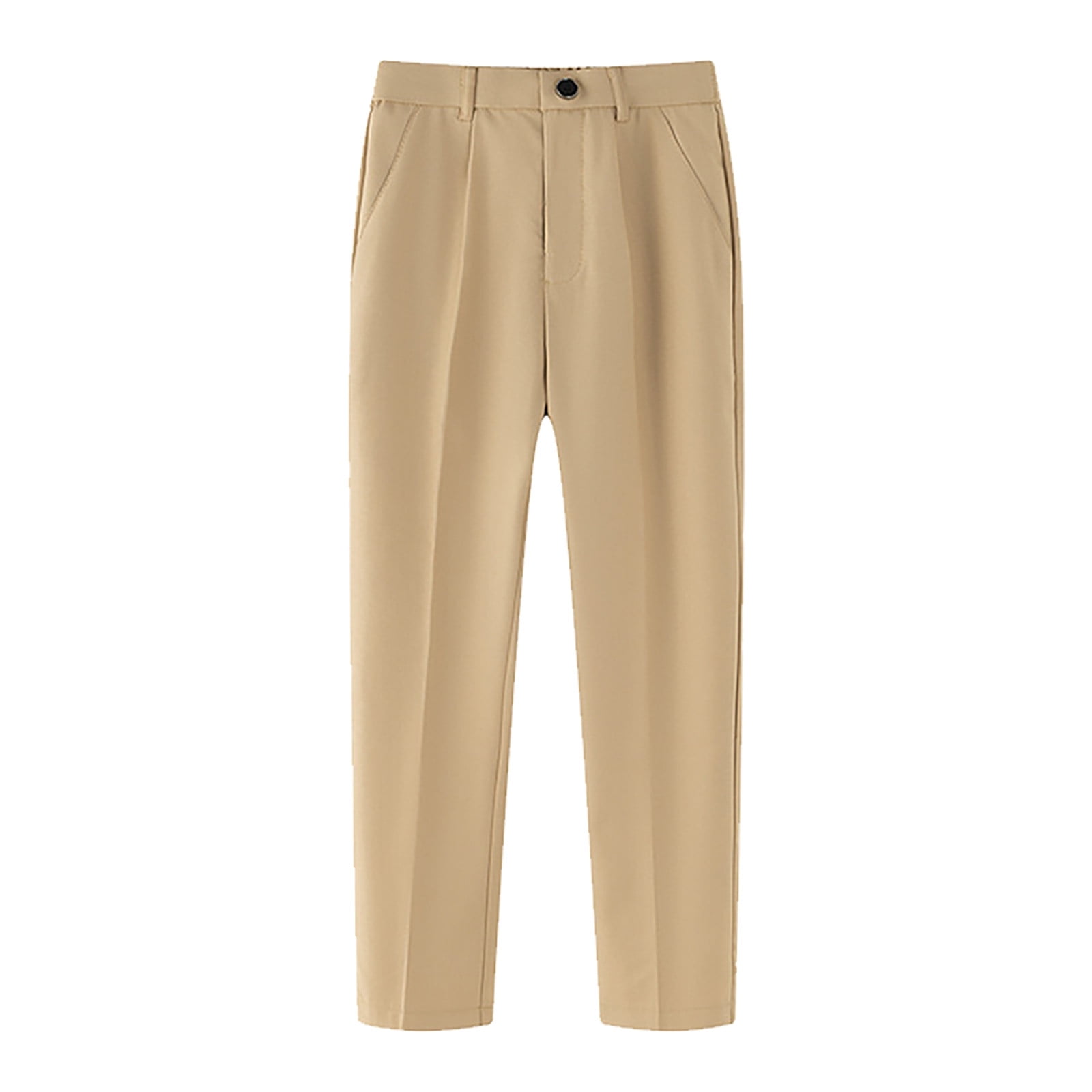 Hjtefg Boys' School Dress Pants - Adjustable Waist Flat Front Trousers ...