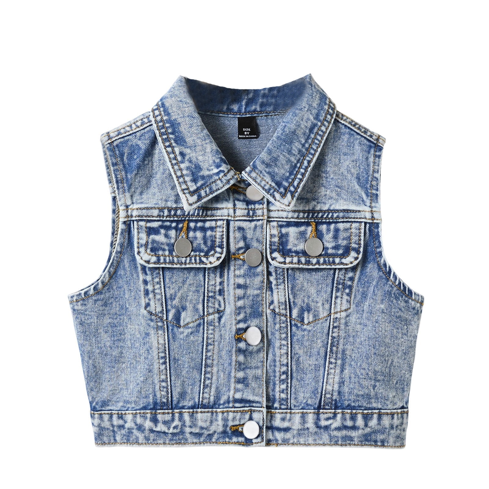 Hjtefg Girls Denim Vest - Open Front Lapel Collar Jacket Style, Casual ...