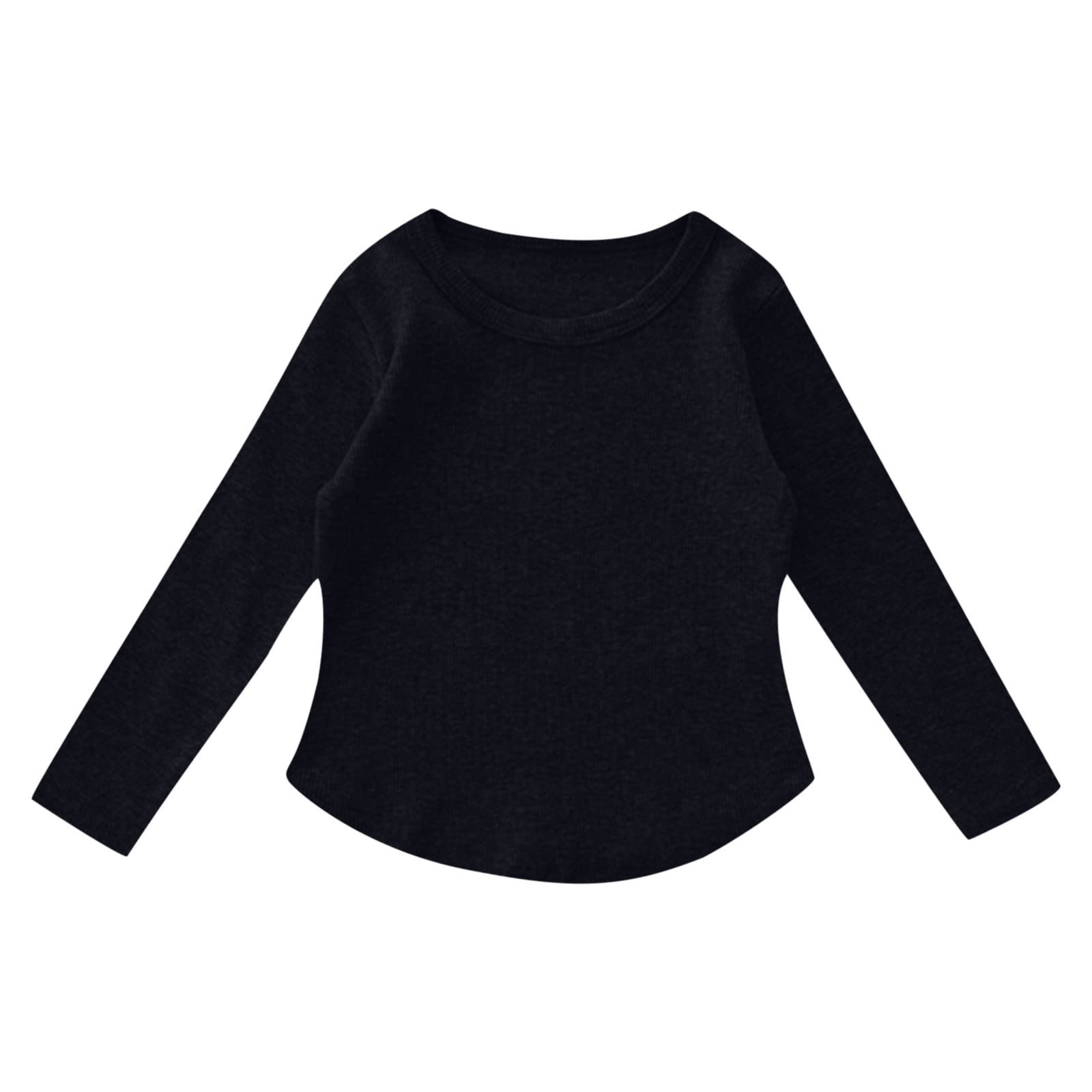 Hjtefg Girls' Tunic Tee - Elegant Long Sleeve Top with Arc Hem & Side ...