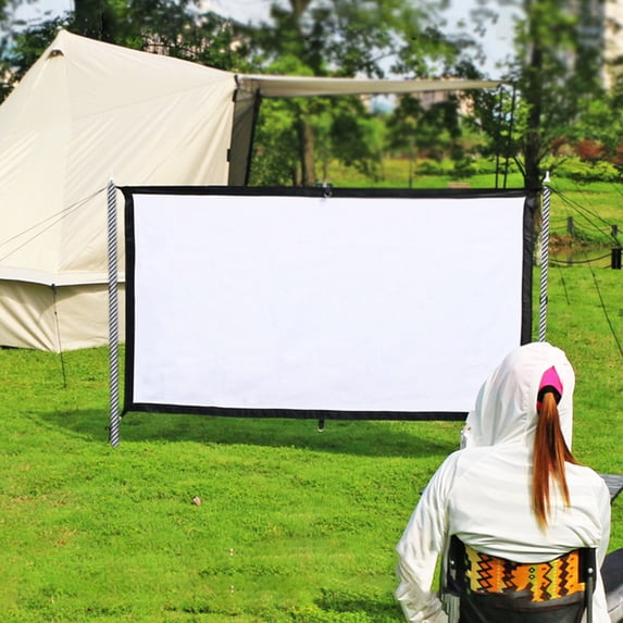 Hkapeg 100 Inch Projector Screen 16:9 Foldable Portable Anti Wrinkle ...